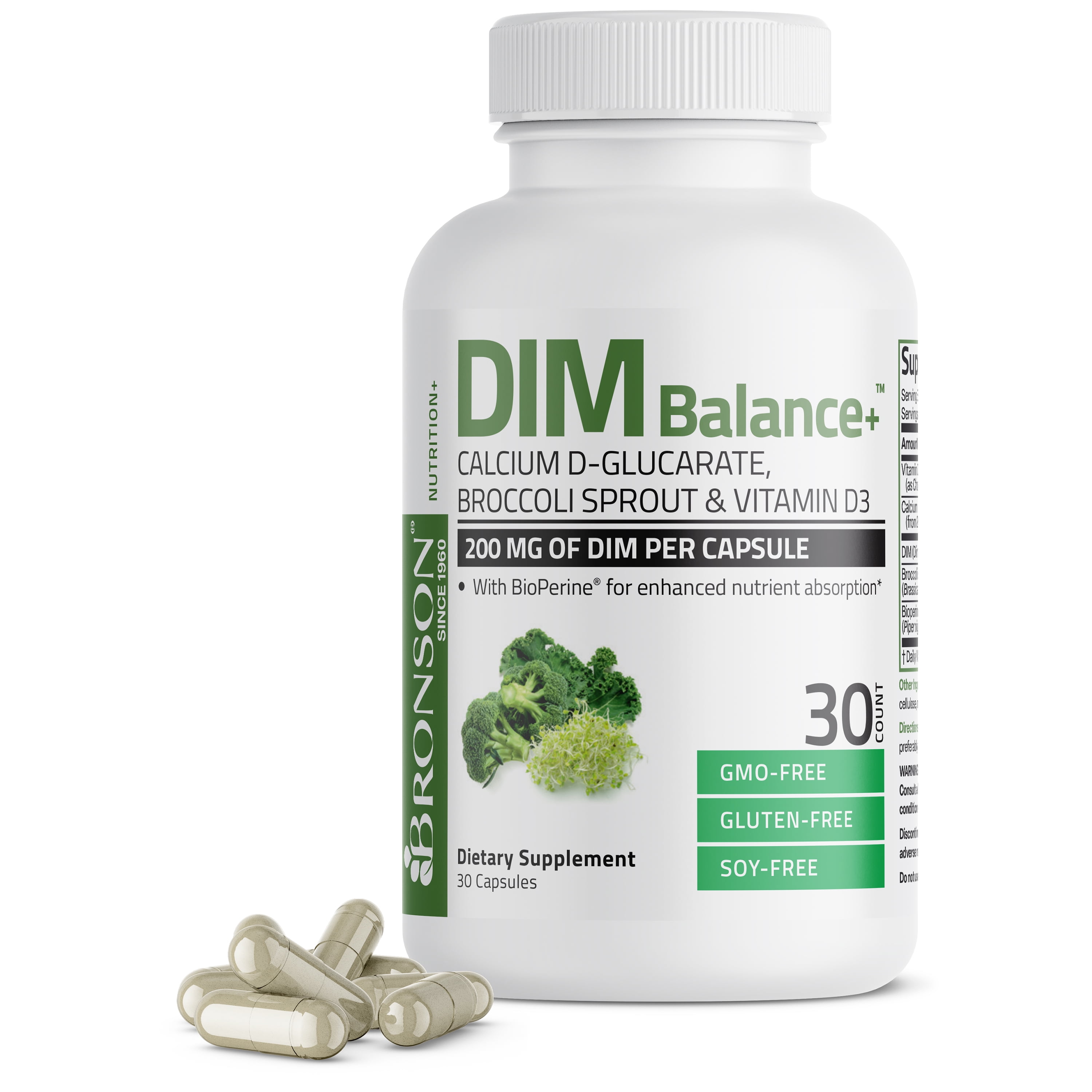 Bronson DIM Balance+ Calcium D-Glucarate, Broccoli Sprouts and Vitamin ...