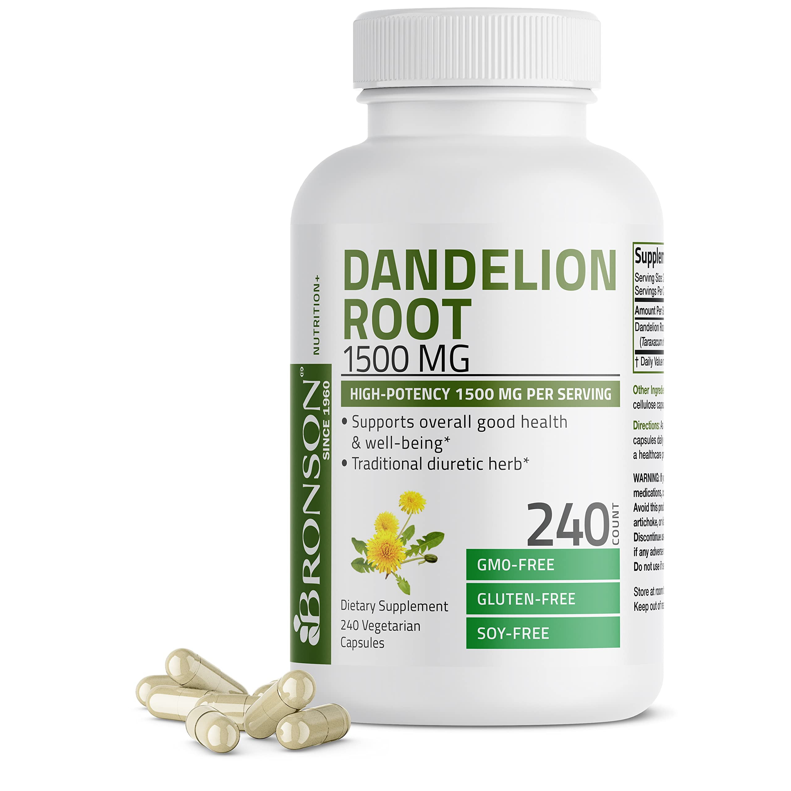 Bronson Dandelion Root 1500 MG per Serving High Potency, Supports ...