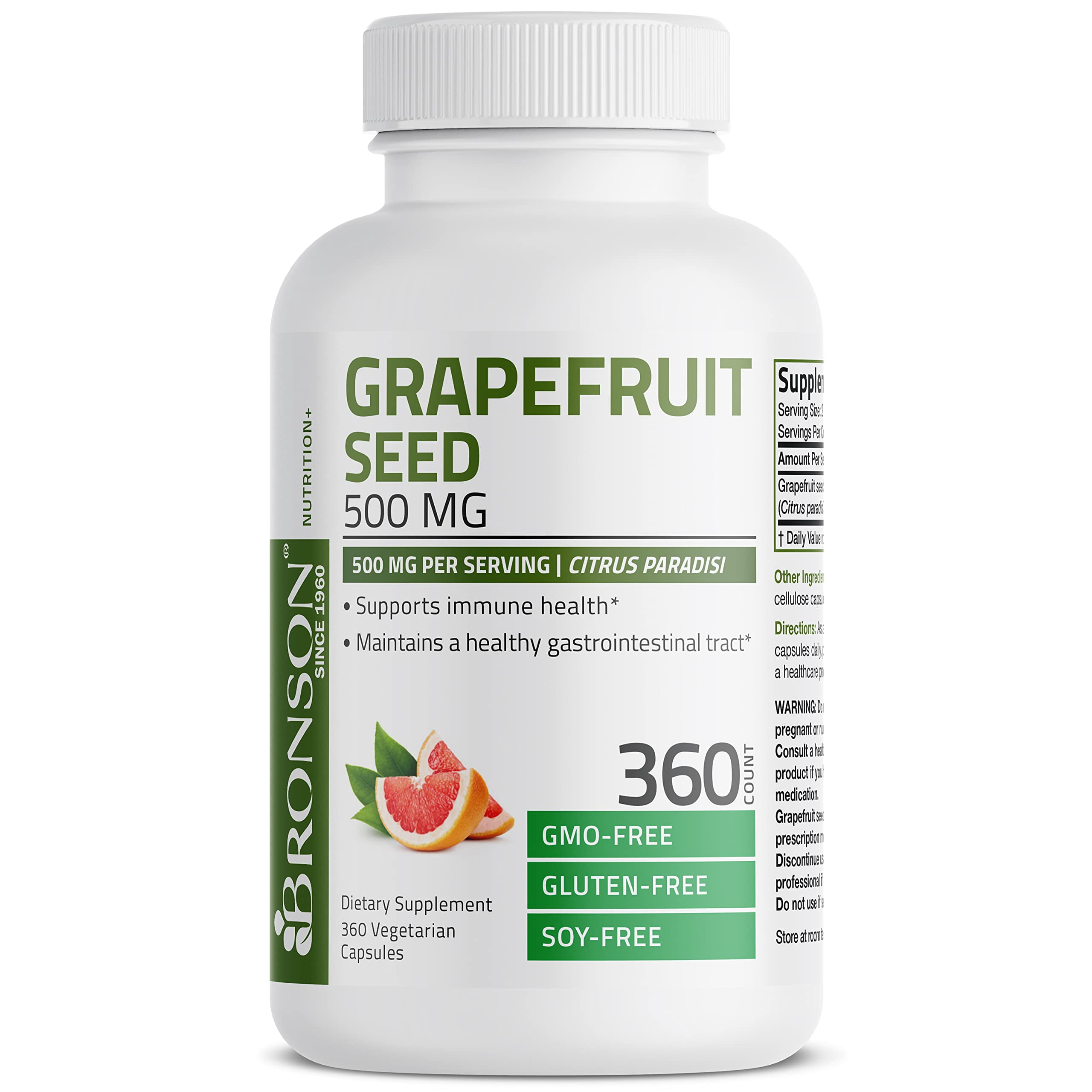 Bronson Grapefruit Seed Extract 500 MG per Serving Citrus Paradisi ...