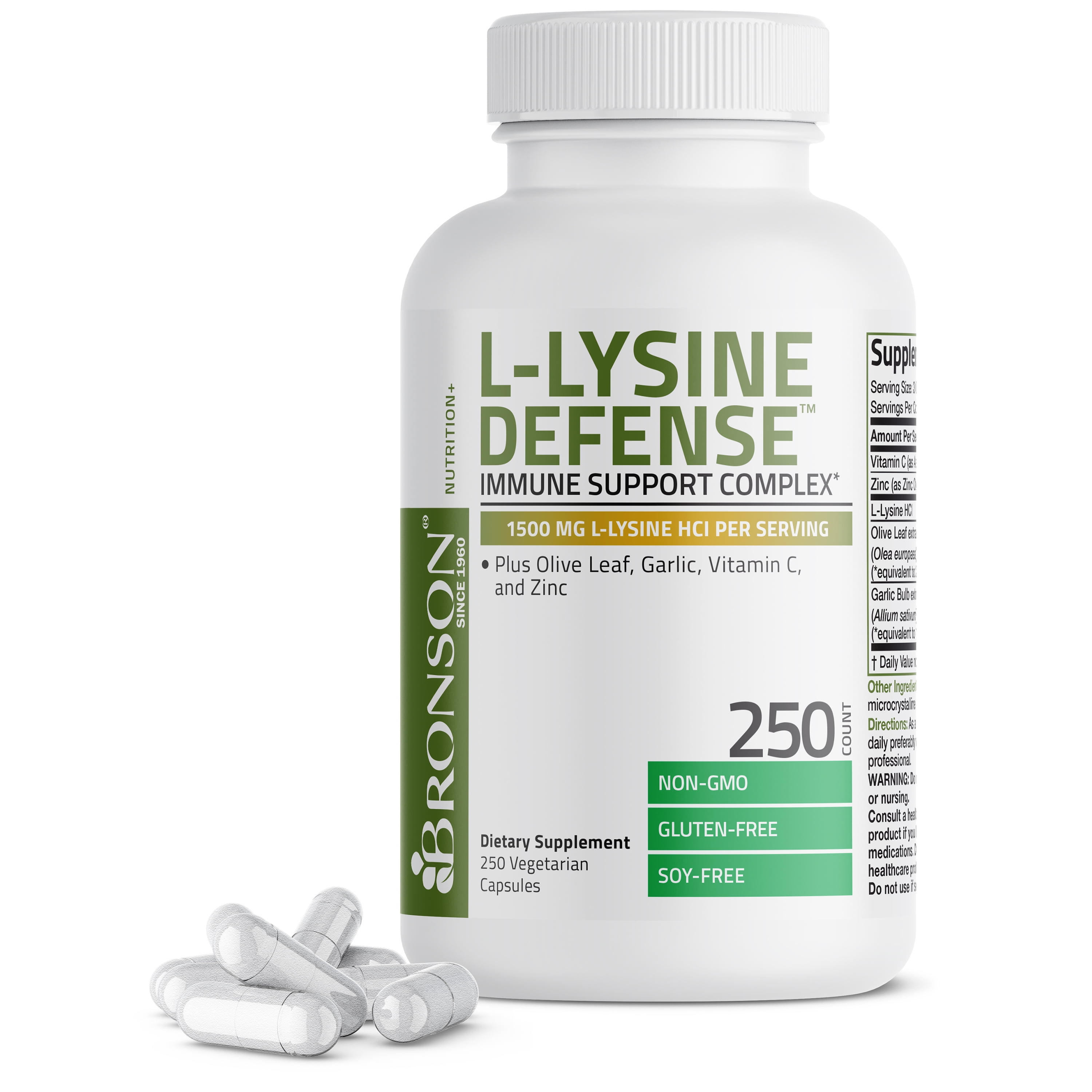 Bronson L-Lysine Defense Immune Support Complex 1500 MG L-Lysine Plus ...