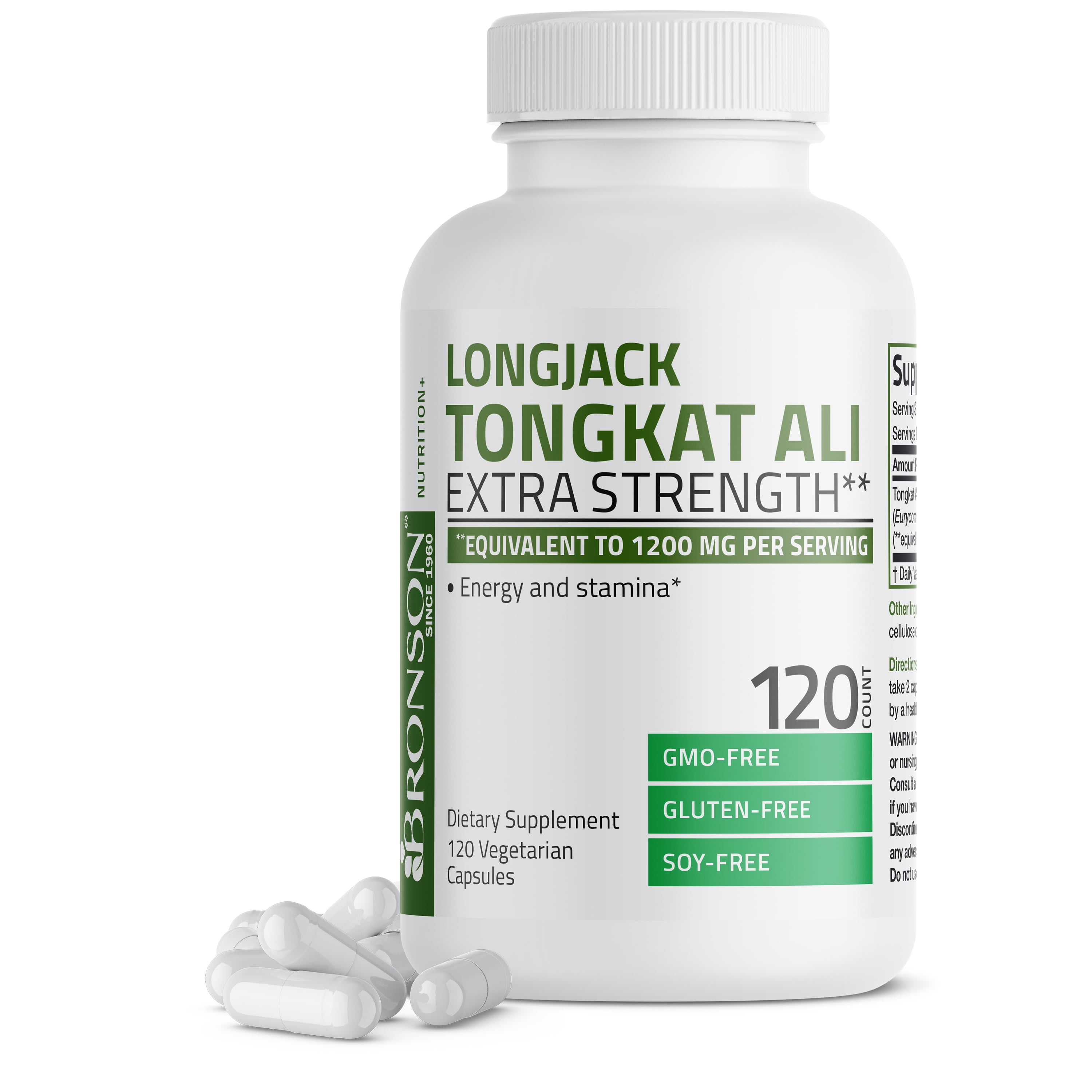 Bronson Longjack Tongkat Ali 1200mg Extra Strength 1200mg Per Serving, Supports Energy, Non-GMO ...