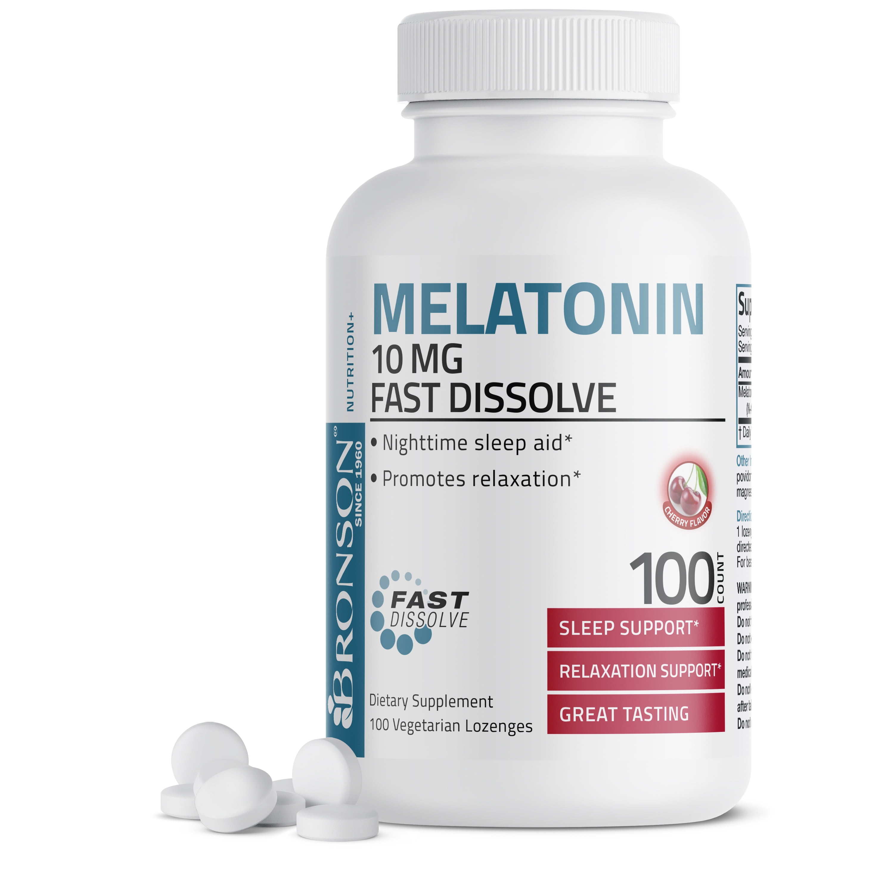 Bronson Melatonin 10mg Fast Dissolve Tablets - Sleep Aid - Fall Asleep ...