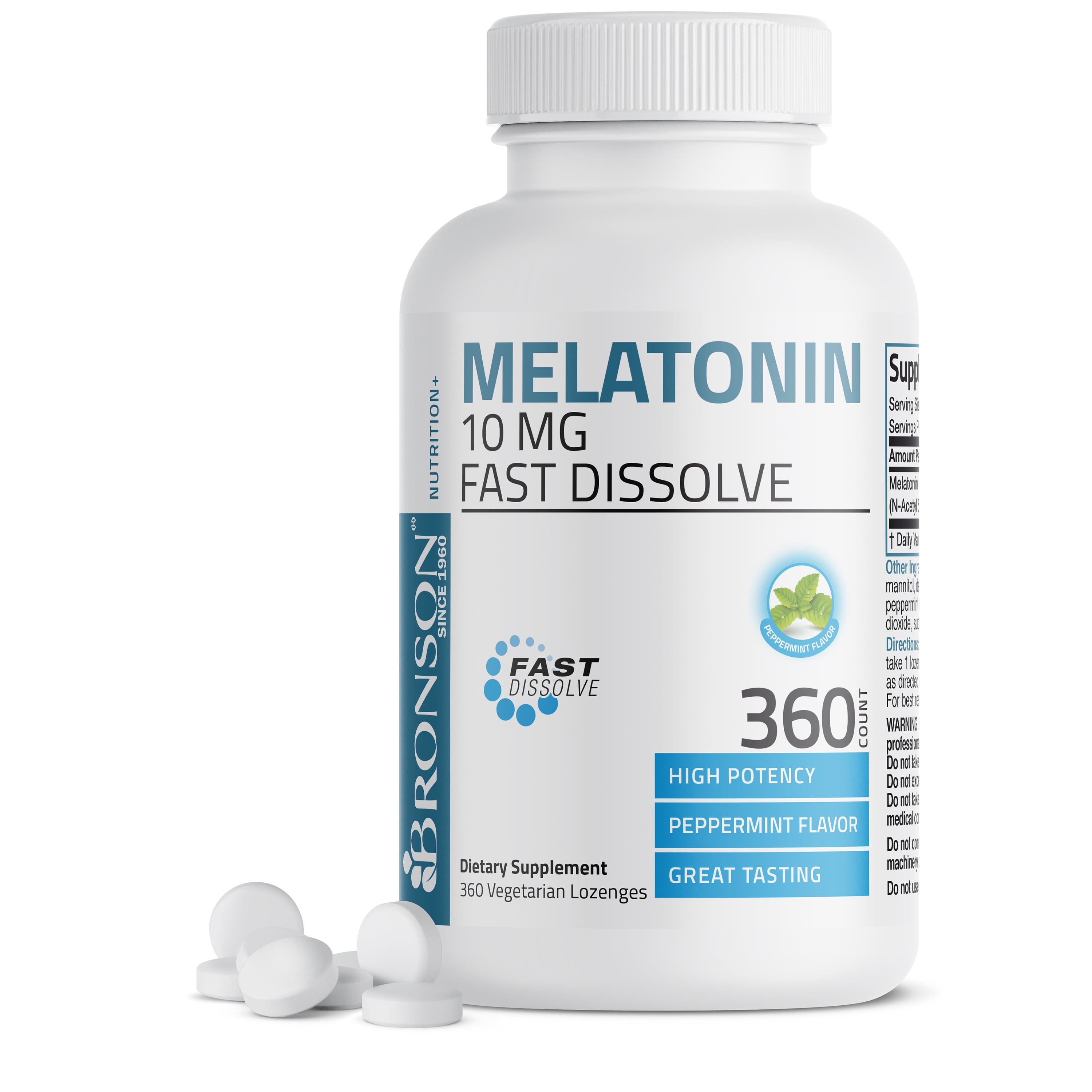 Bronson Melatonin 10mg Fast Dissolve Tablets, Sleep Aid Supplement, 360 ...