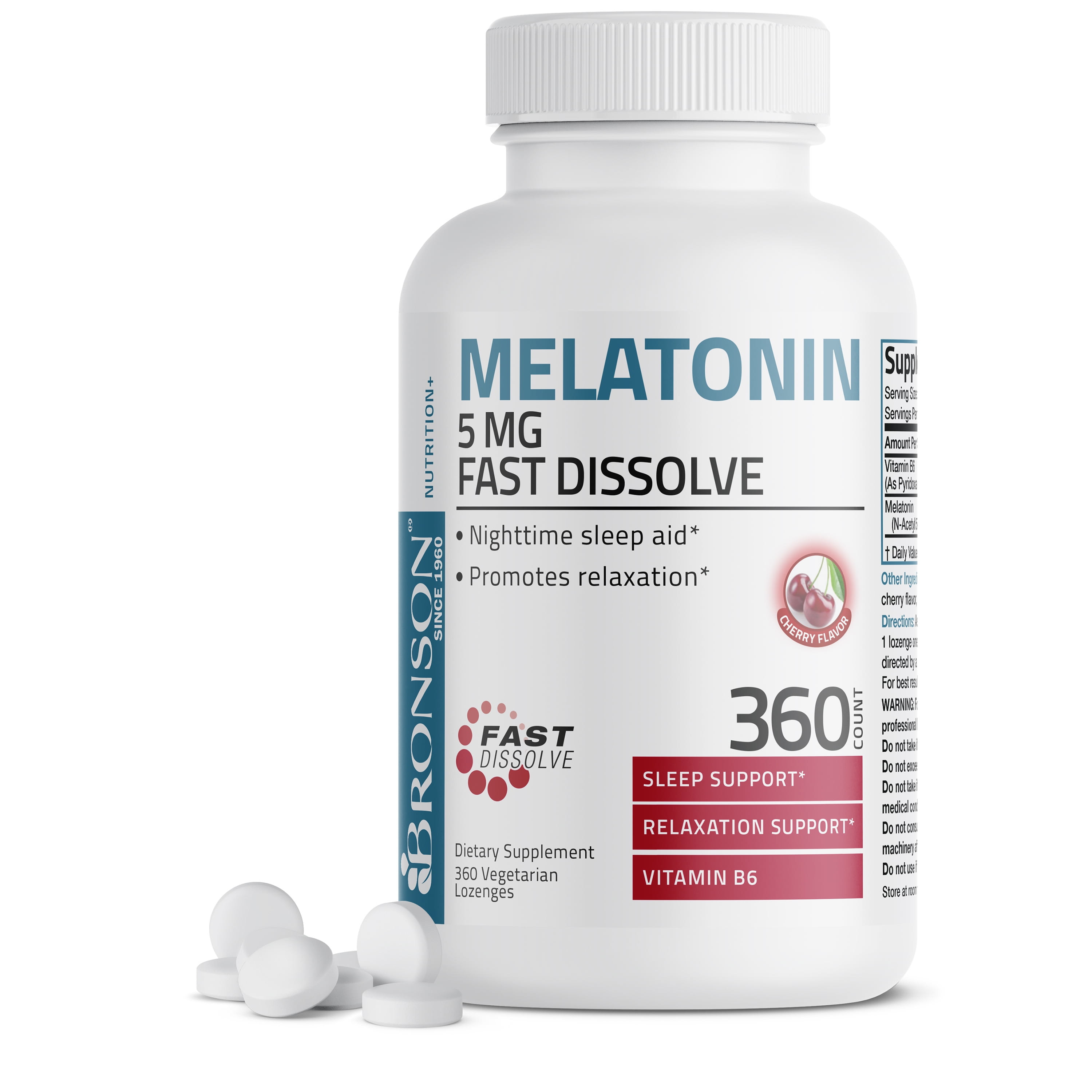 Bronson Melatonin 5mg Fast Acting Tablets with Vitamin B6 - Night Time ...