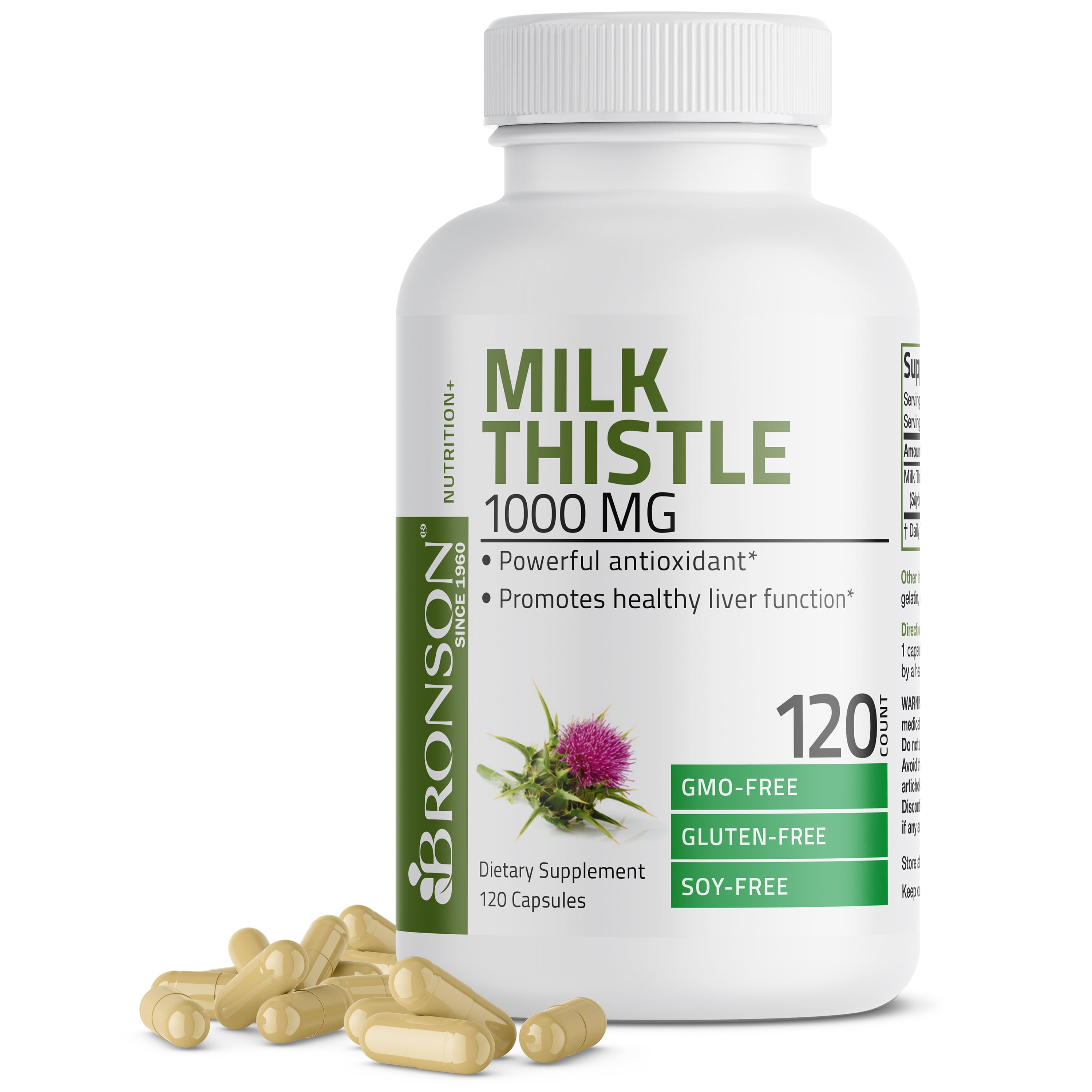 Bronson Milk Thistle 1000mg Supplement, High Potency Liver Health ...
