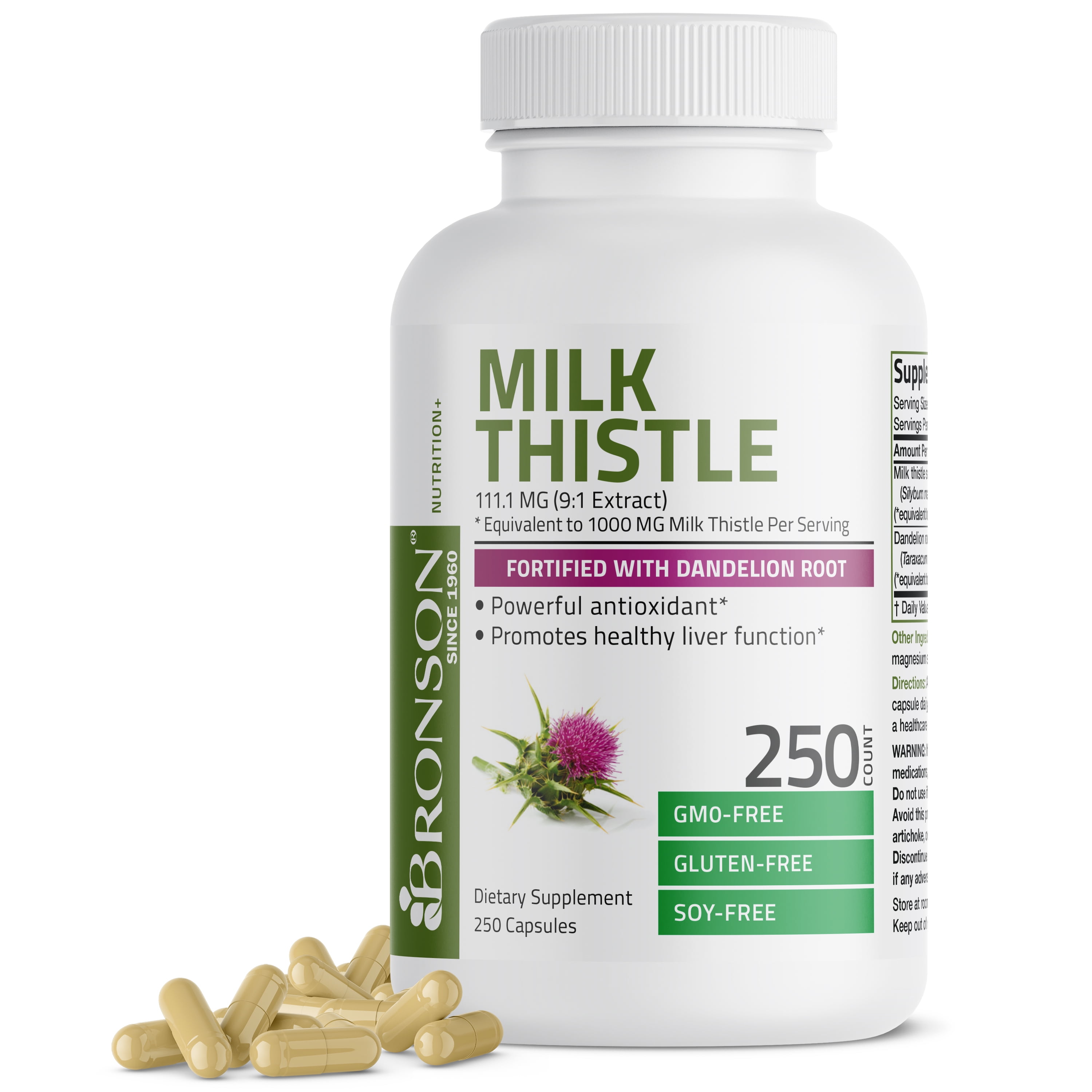 Bronson Milk Thistle 1000mg Silymarin Marianum With Dandelion Root