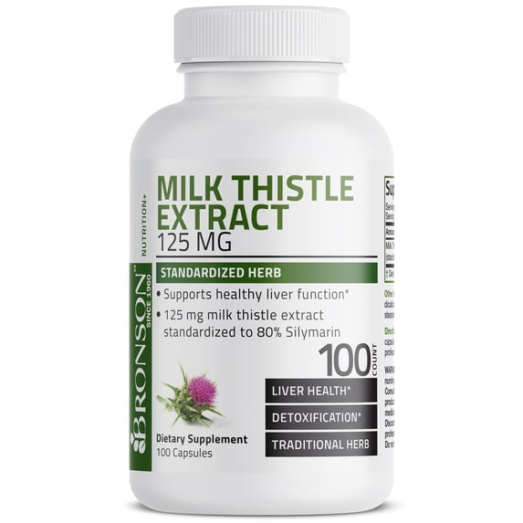 Bronson Milk Thistle Extract, 100 Capsules, Silymarin Bioflavonoid ...