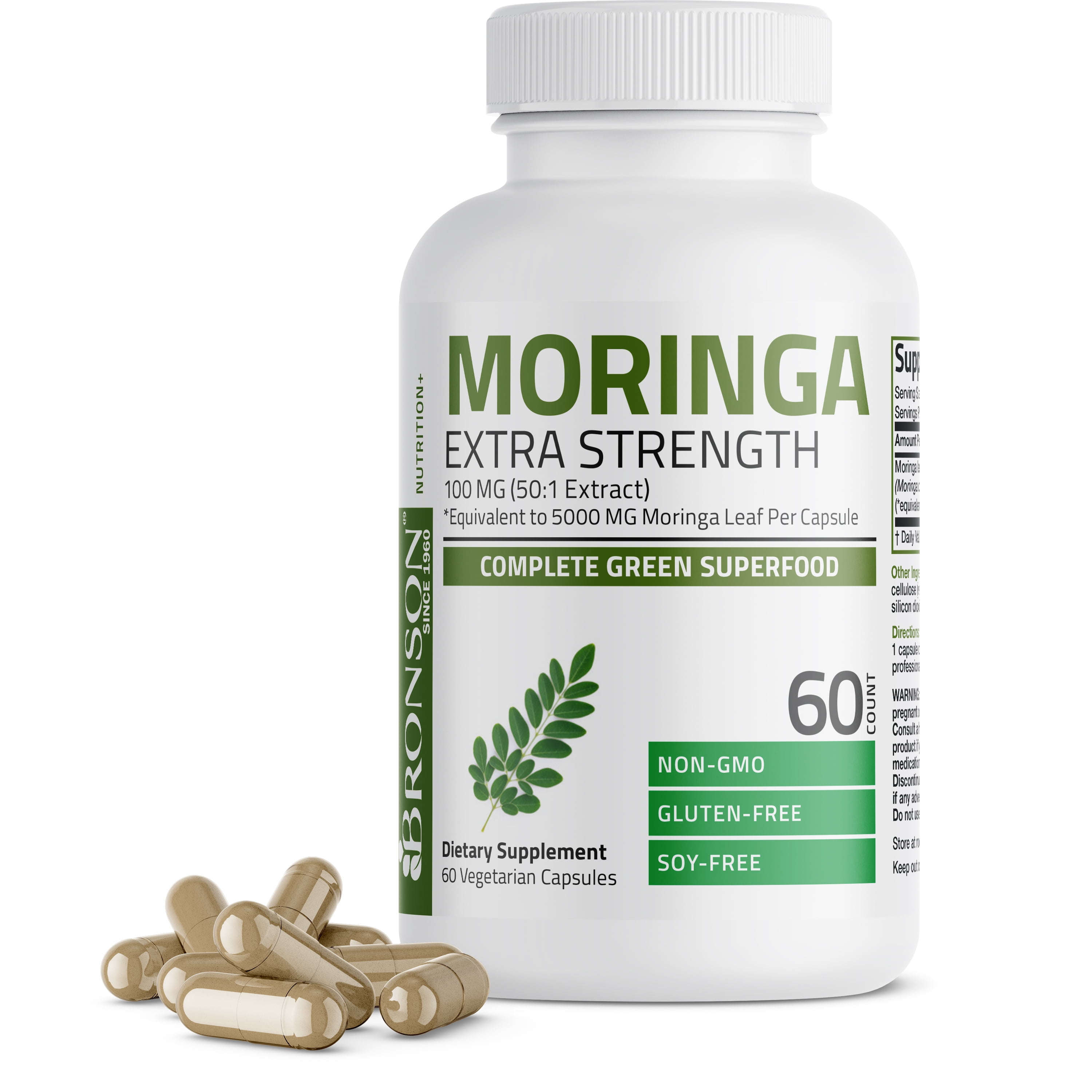 Bronson Moringa Oleifera 5000 mg Powder Capsules Extra High Potency ...