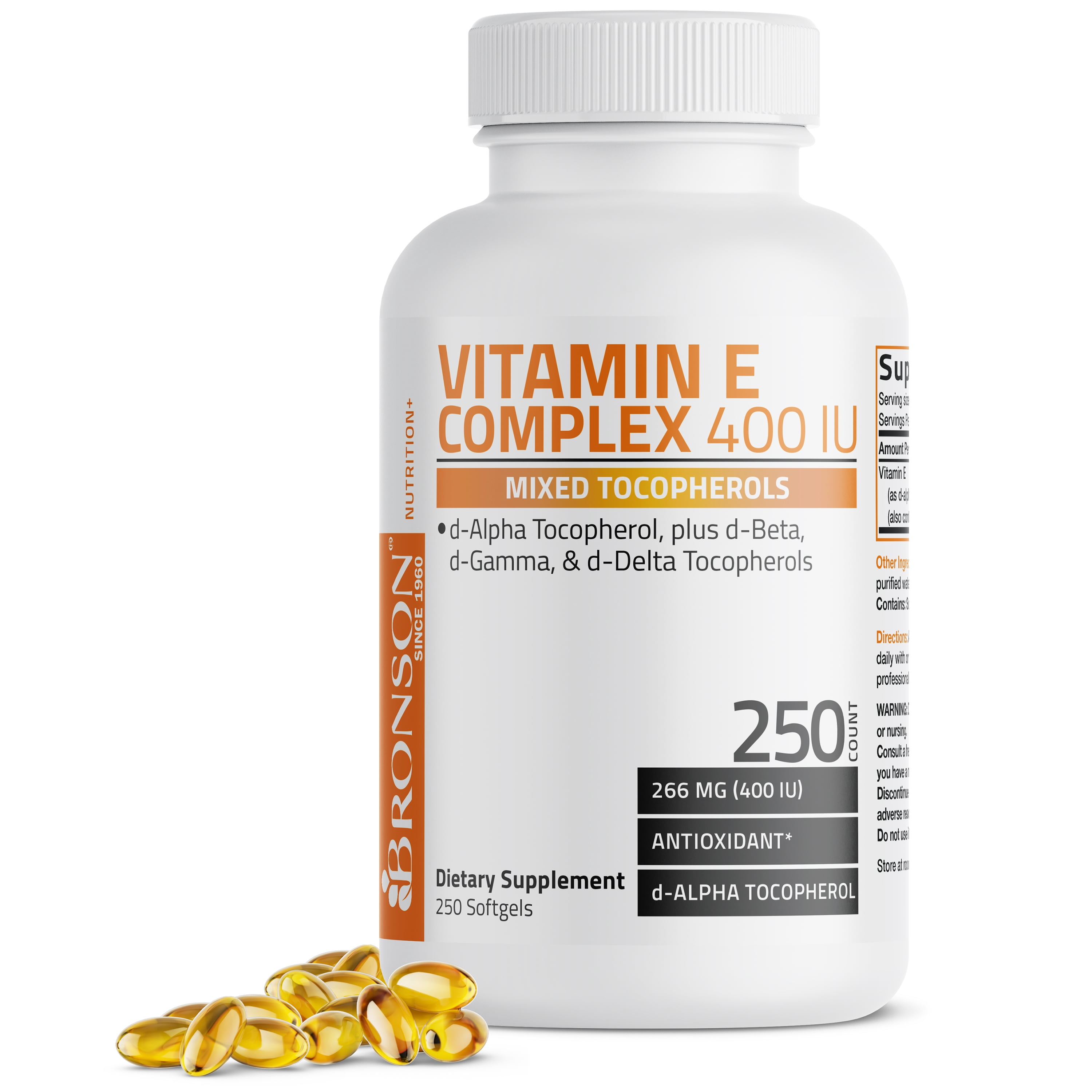 Bronson Vitamin E Complex 400 I.U., Antioxidant, Supports Immune ...