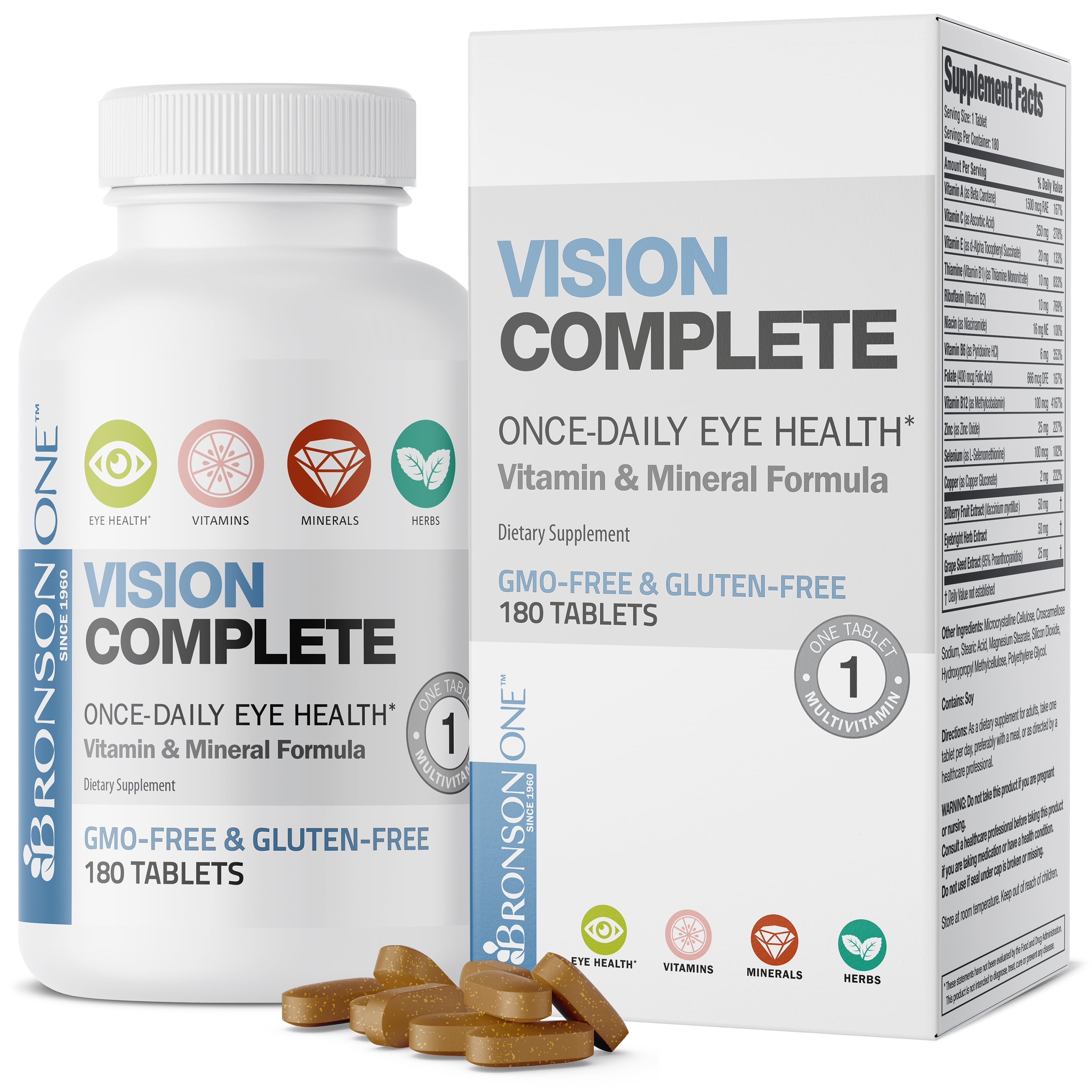 Bronson ONE Daily Vision Complete, Healthy Formula Multivitamin Mineral ...