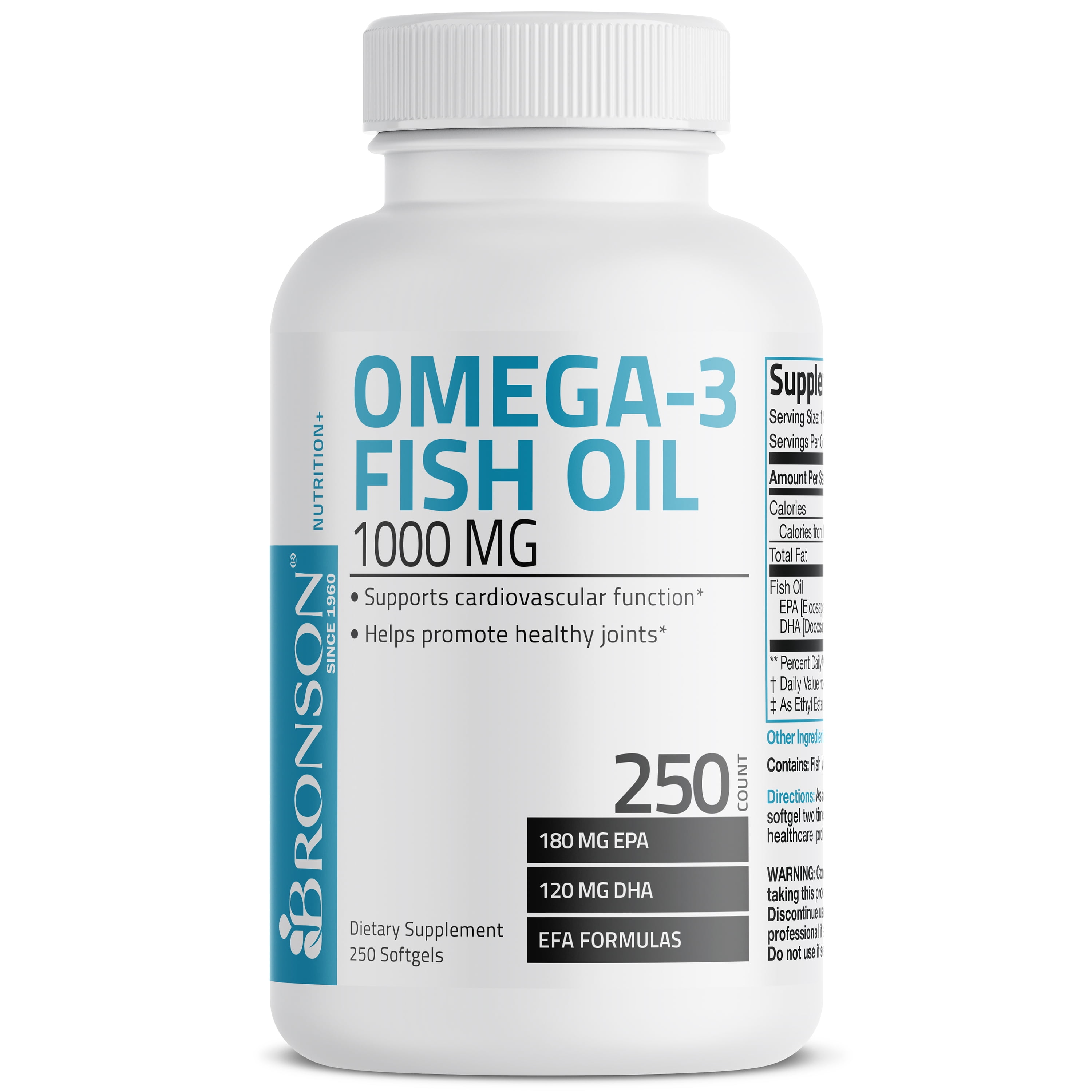 Bronson Omega-3 Fish Oil Softgels, EPA/DHA, Odorless, 250 Count ...