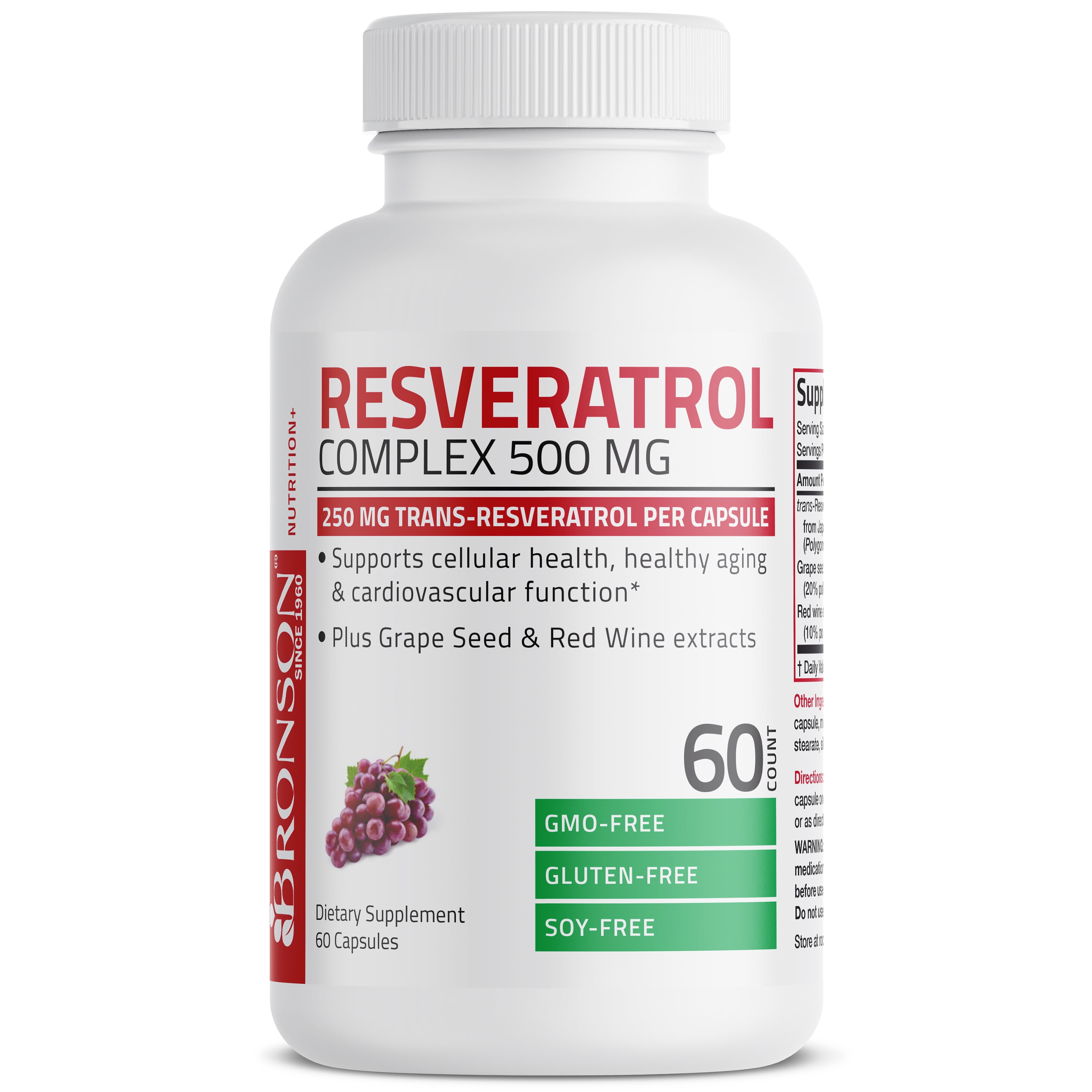 Bronson Resveratrol 500 Complex Red Wine Extract Natural Antioxidant ...