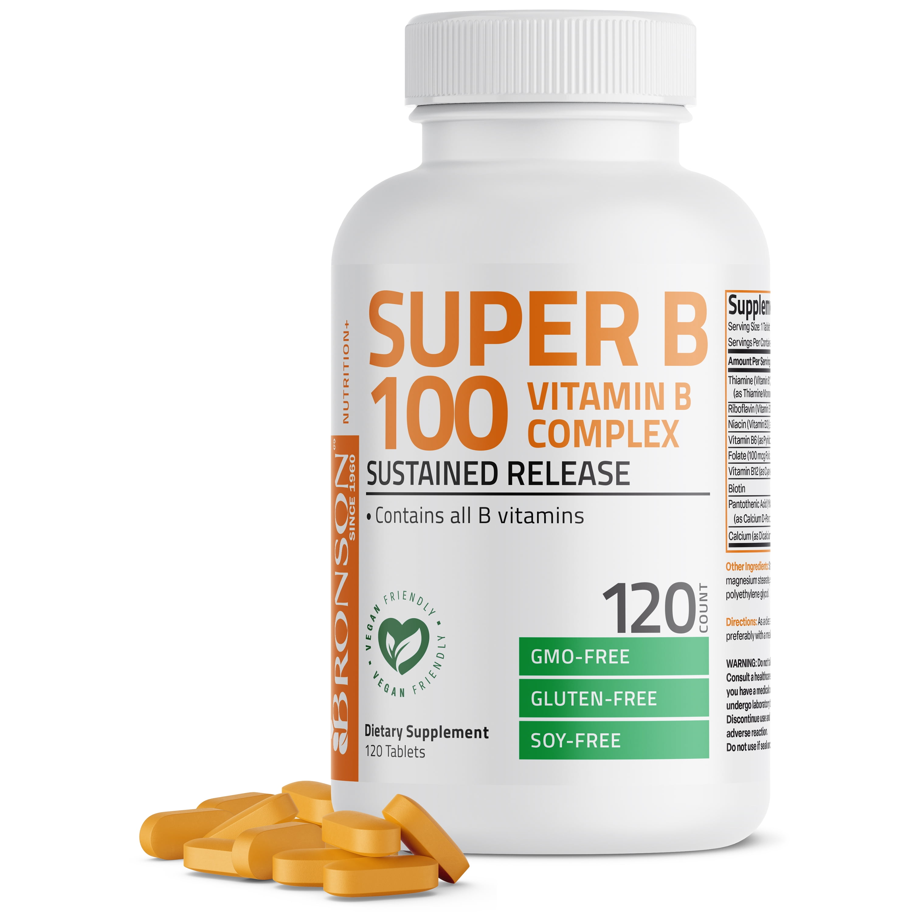Bronson Vitamin B Complex, Sustained Release Formula, 120 Tablets ...