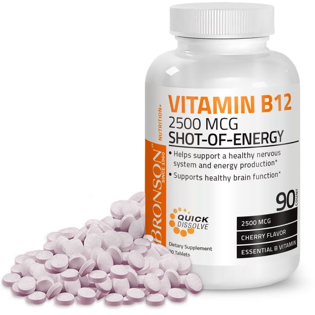 Bronson Vitamin B12 2500mcg Shot Of Energy Fast Dissolve Chewable ...
