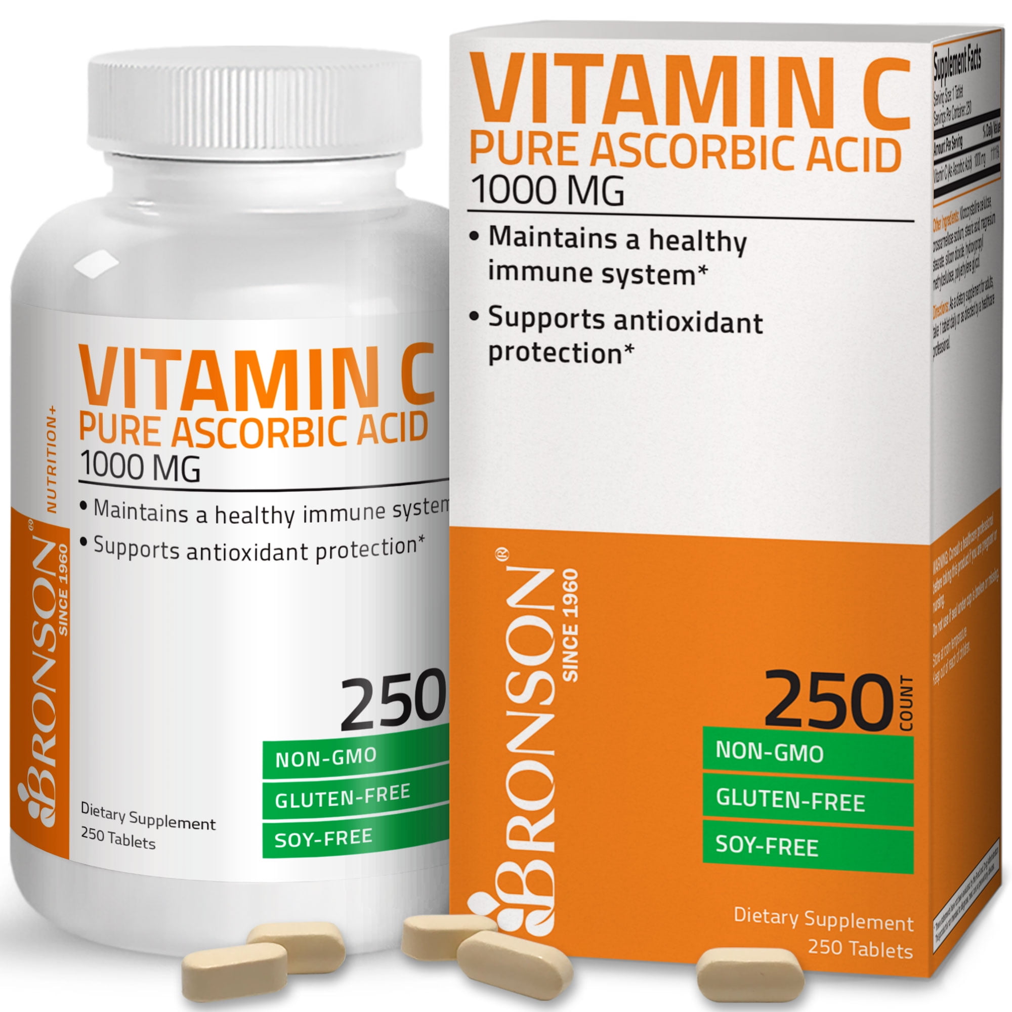 Bronson Vitamin C 1000mg, Non-GMO, Gluten Free, Ascorbic Acid, Immune ...