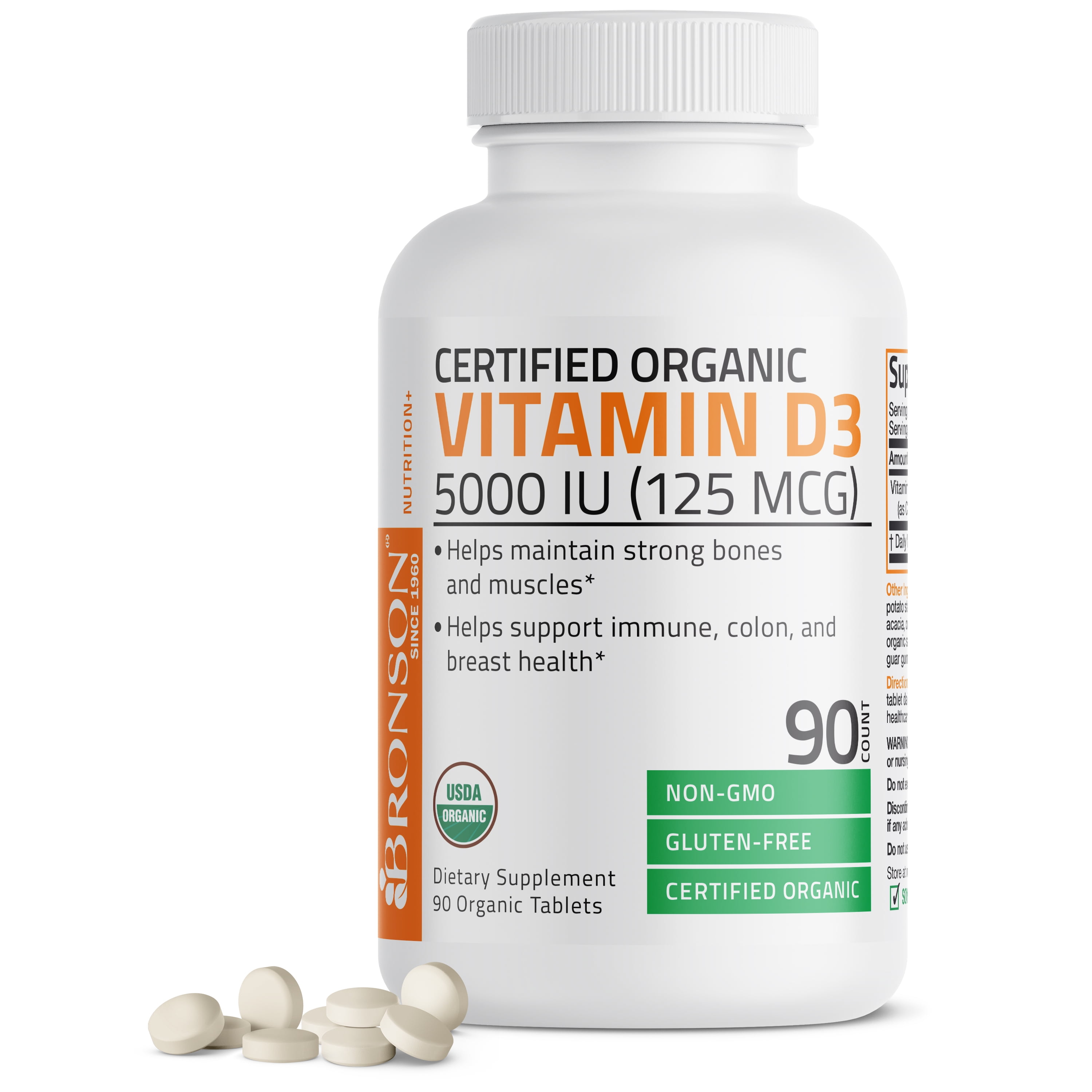 Bronson Vitamin D3 5000 IU Bone Health and Immune Support, USDA ...