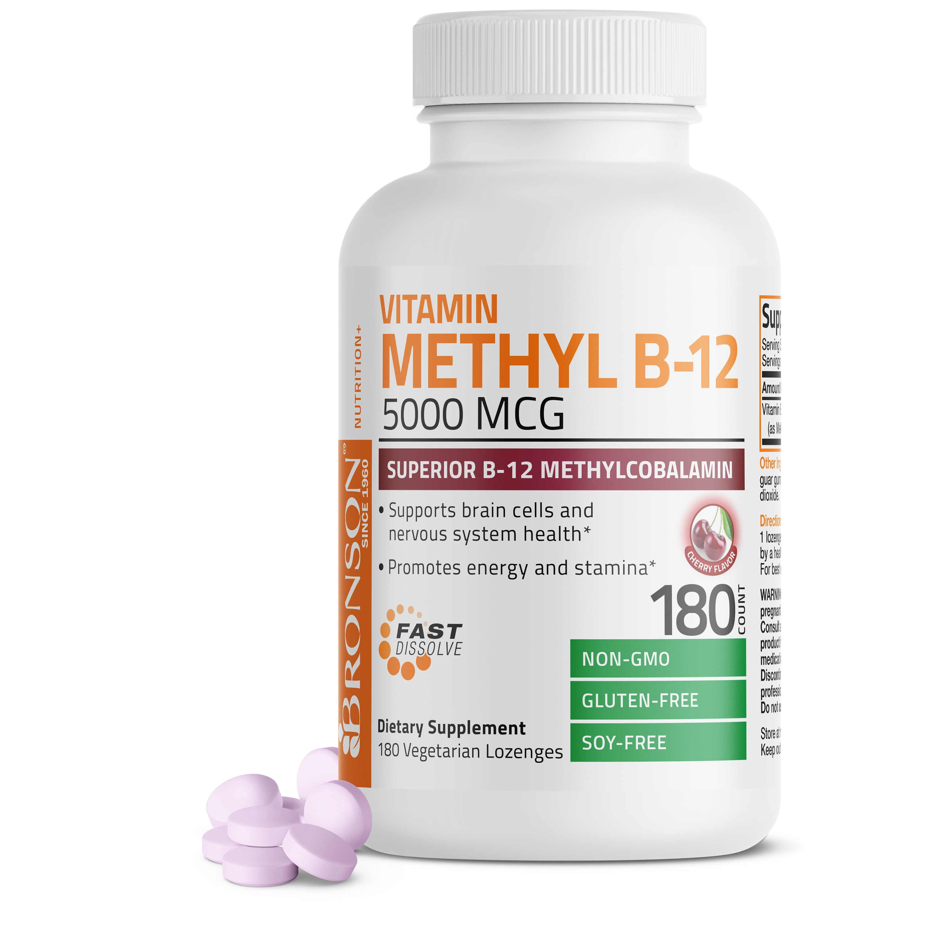 Bronson Vitamin Methyl B-12 5000 mcg - Superior B-12 Methylcobalamin ...