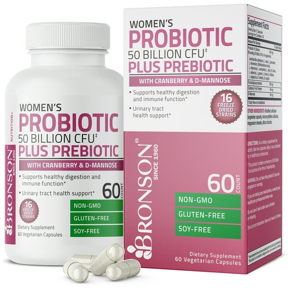 Bronson Women's 50B CFU Probiotic + Prebiotic - UTI & Immune Support ...