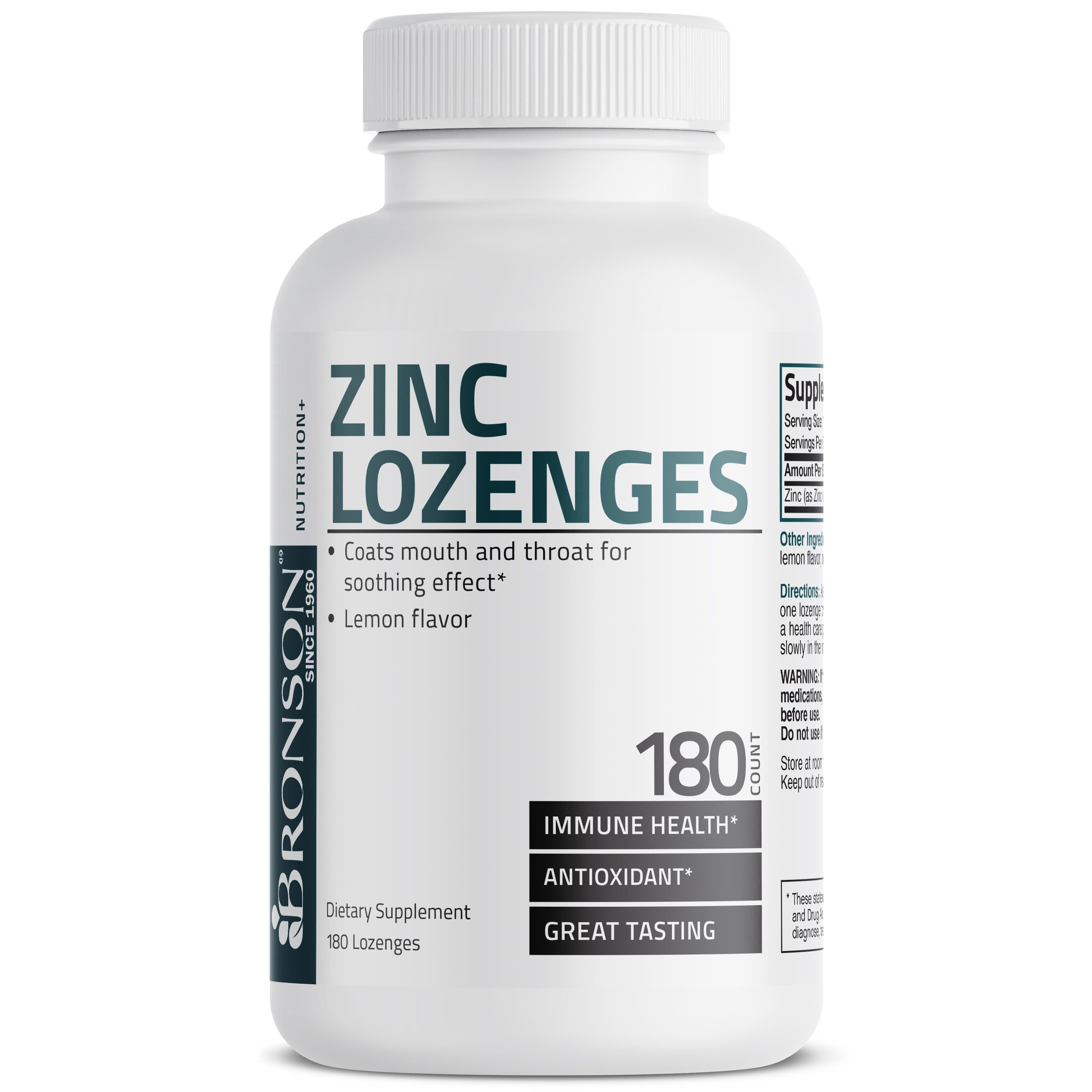 Bronson, Zinc Lozenges, 180 Lozenges, Lemon Flavored - Walmart.com