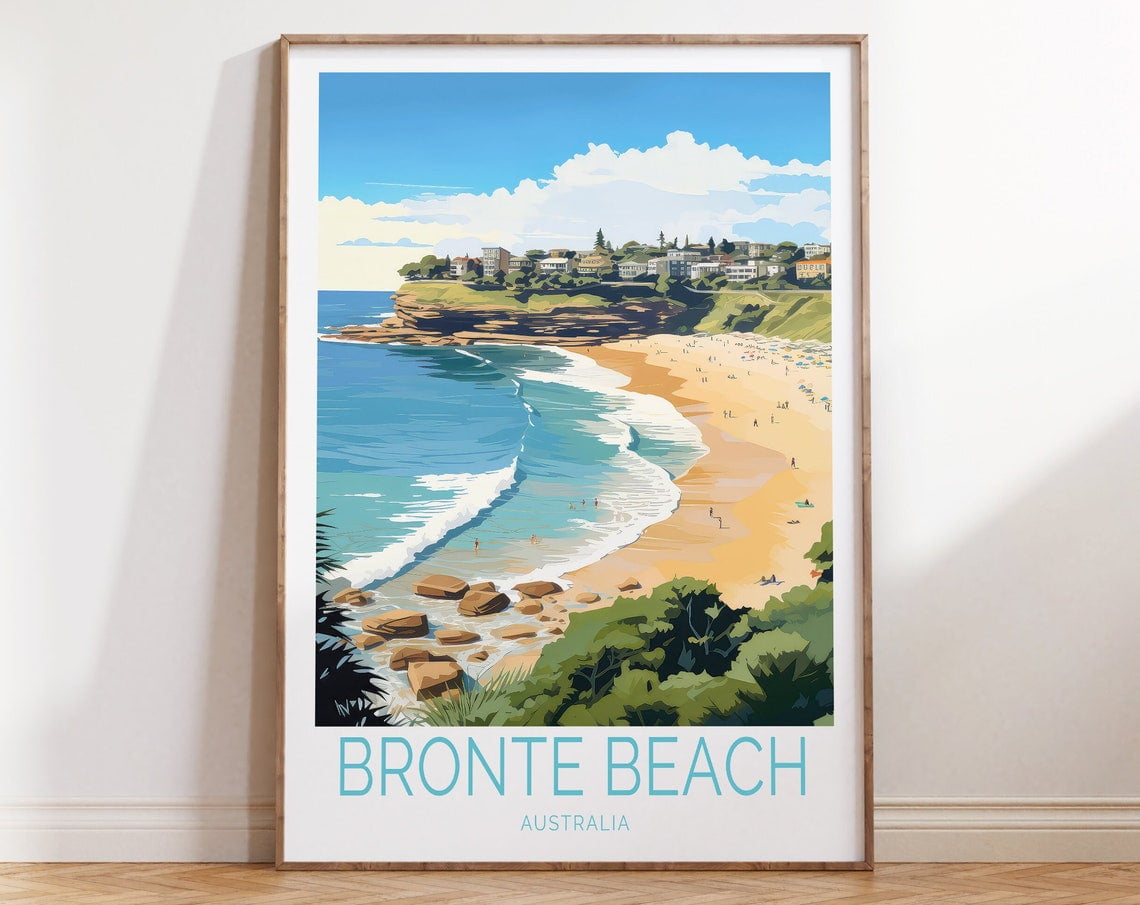 Bronte Beach Travel Poster, Bronte Beach Poster Wall Art, Bronte Beach ...