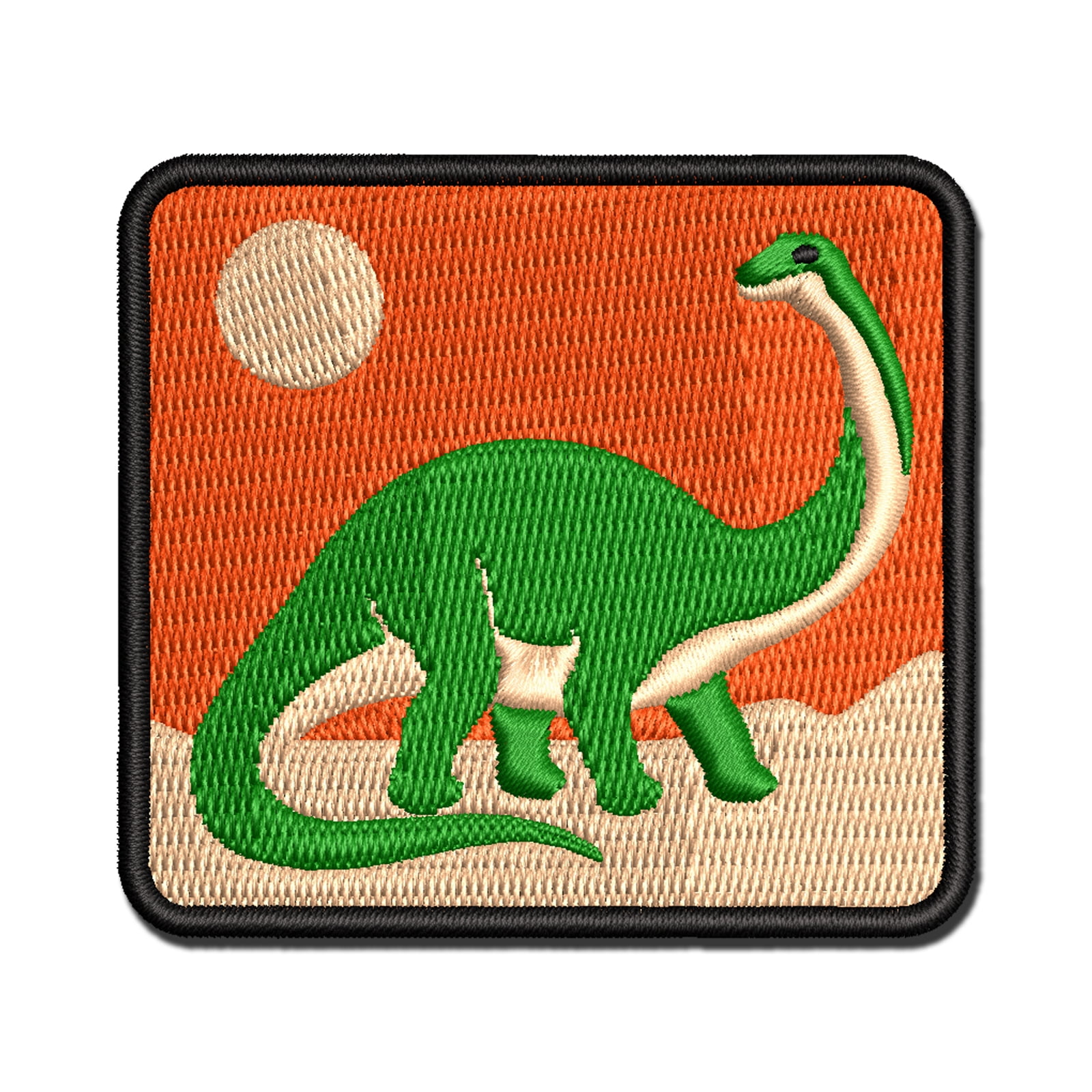 Brontosaurus Dinosaur Applique Multi-Color Embroidered Hook & Loop Patch - 2.0 Inch Mini ...