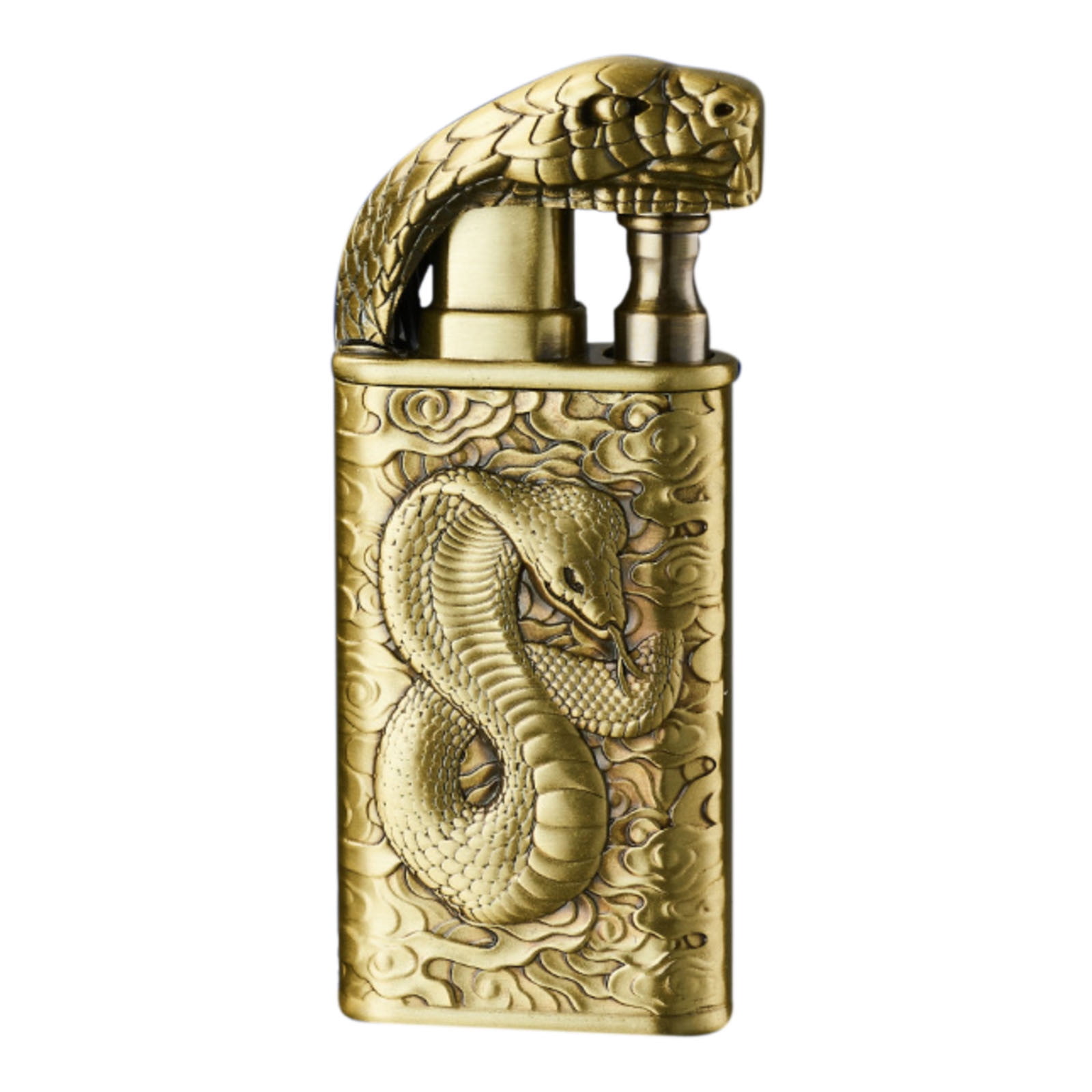 Bronze 3D Snake Embossed Jet Flame Lighter, Double-Sided Design With ...