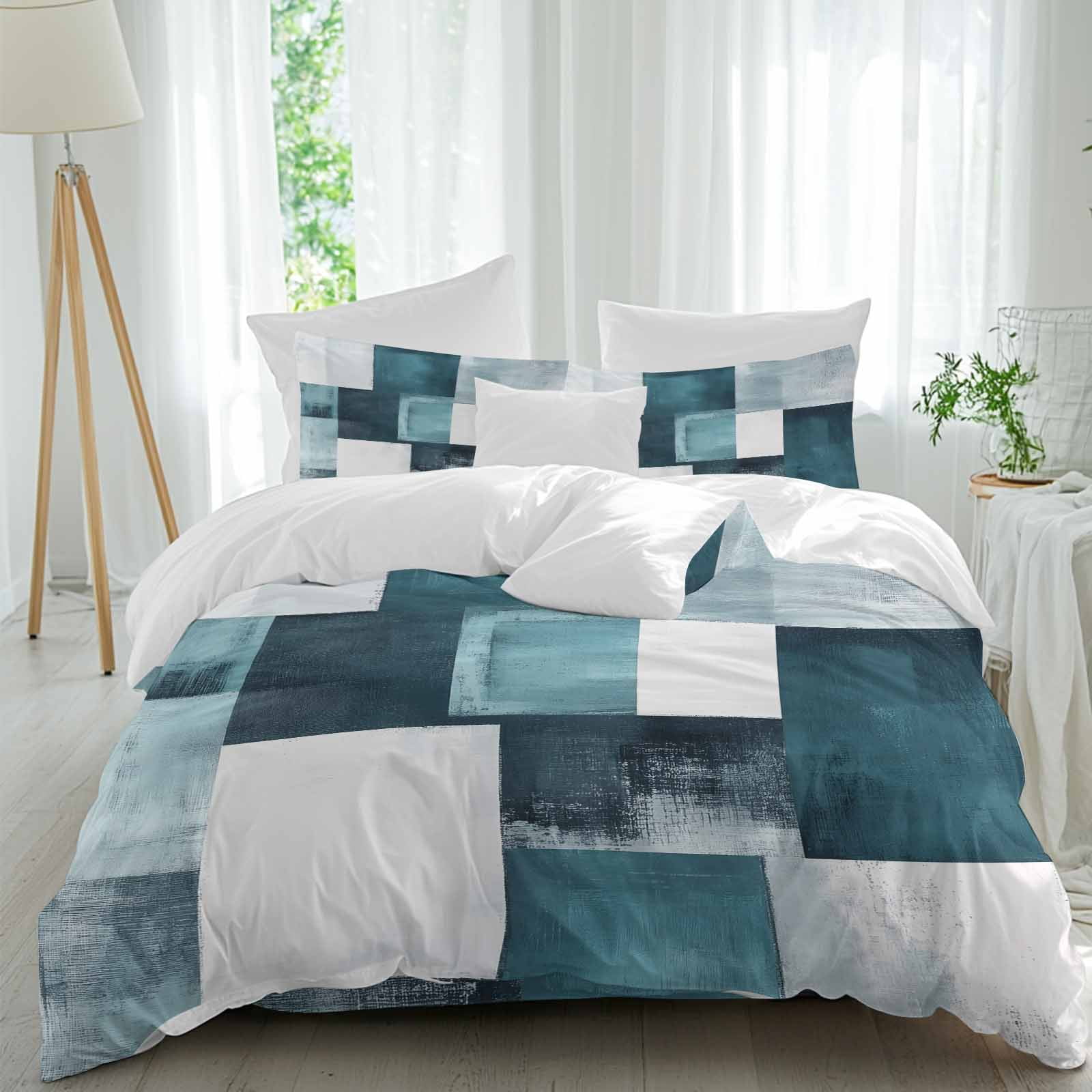 Bronze Abstract Duvet Cover Set Queen Size Modern Rustic Geometric ...