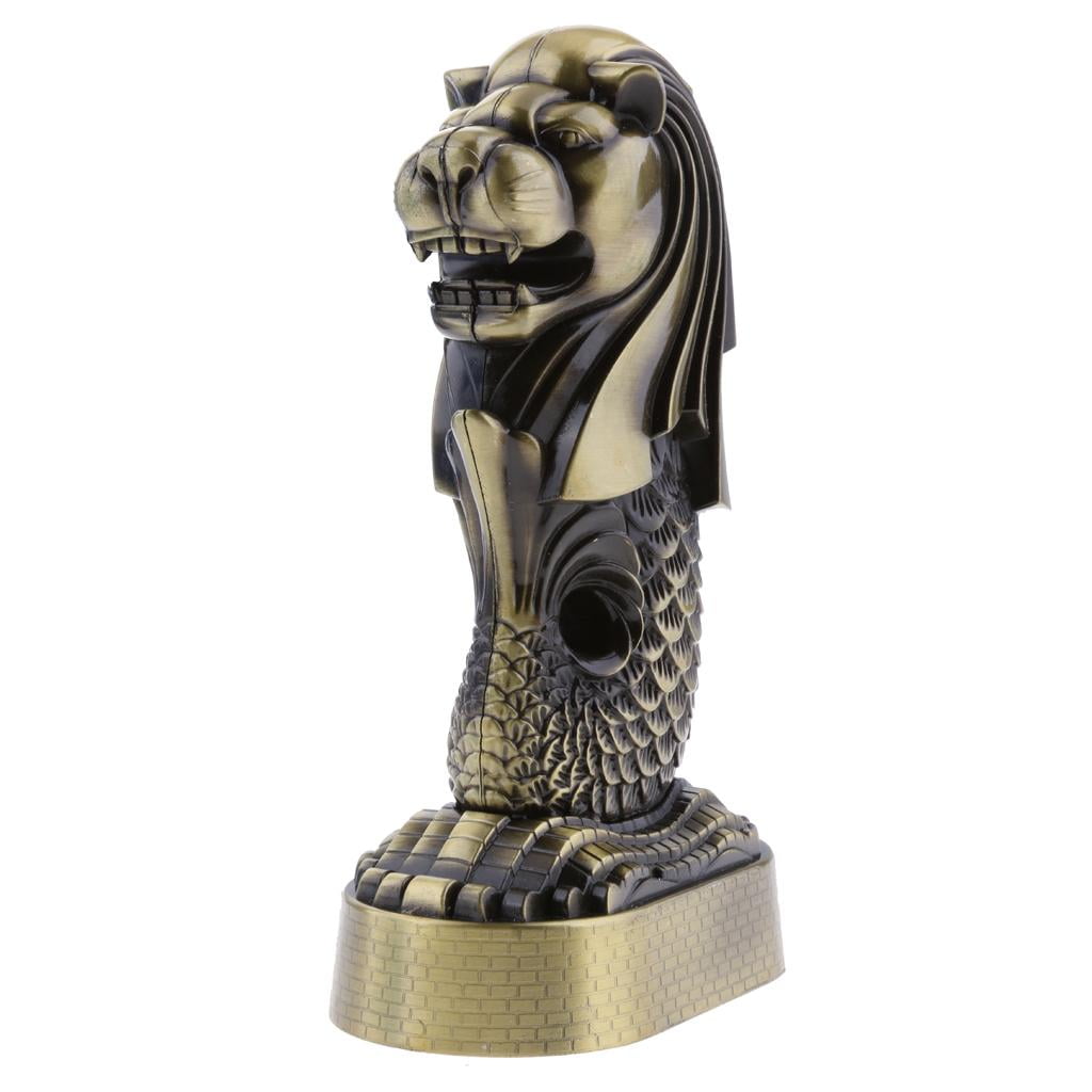 Bronze Alloy Merlion Architecture Model Figurine Statue for Table Decor ...