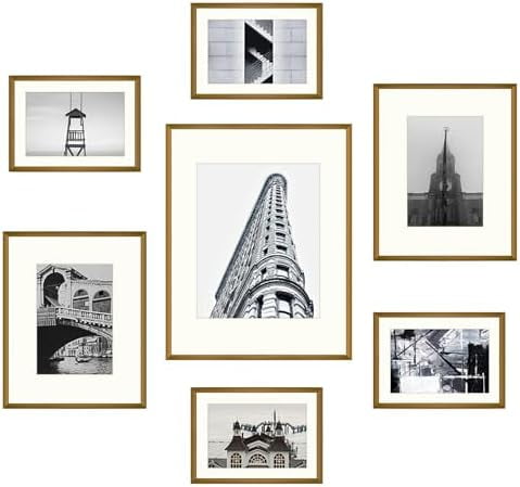 Bronze Aluminum Picture Frame with Removable Mat - Set of 7 Includes ...