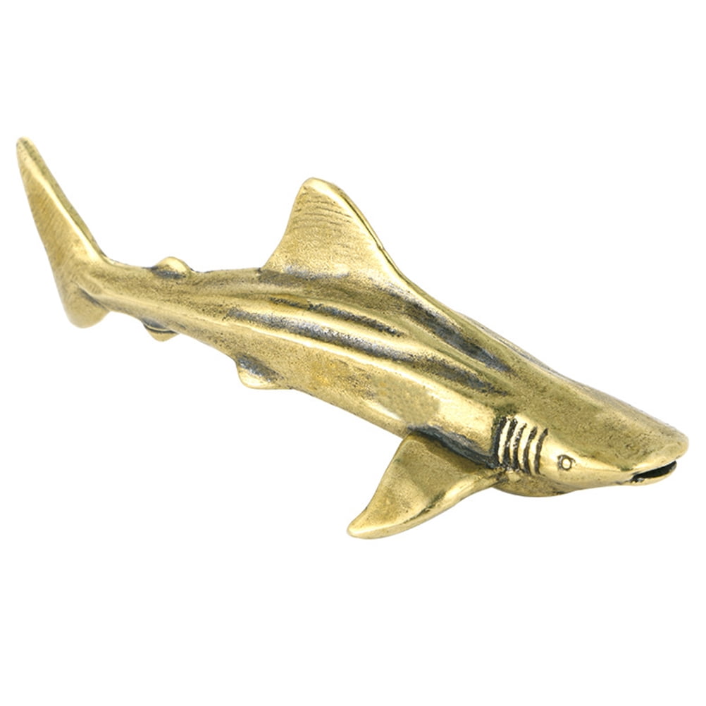 Bronze Animals UV Sea Brass Shark Shark Figurine Office 7.1x1.2cm ...