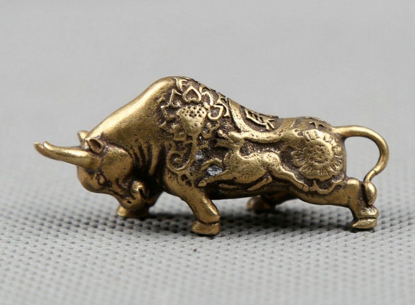 Bronze Beast Deer Lotus Flower Cow Lotus Flower Statue 1.8 " - Walmart.com