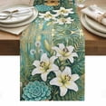Bronze Botanical Table Runner Summer Tropical Palm Tree Lily Floral ...