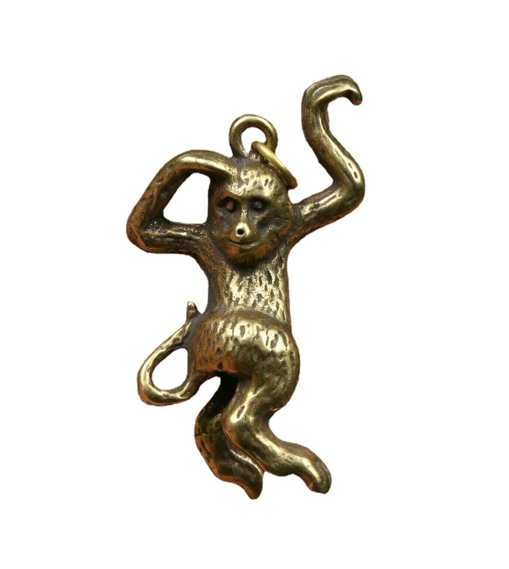 Bronze Brass Zodiac Animal Likable Monkey Pingan Pendant 55MM - Walmart.com