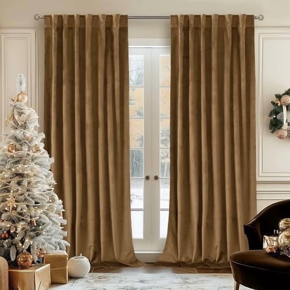 Bronze Brown Velvet Curtains for Bedroom, Room Darkening Thermal ...