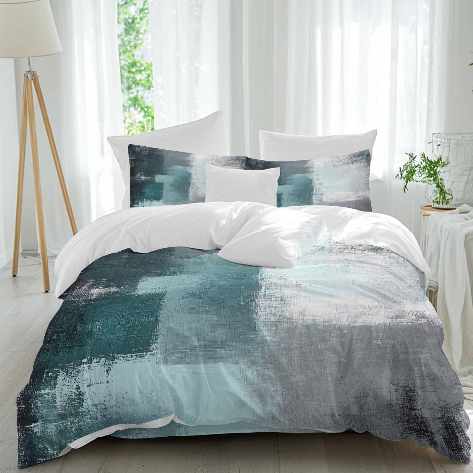 Bronze Color Block Comforter Set Twin Size, Abstract Shabby Modern Art ...