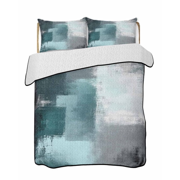 Bronze Color Block Quilts Bedding Set Queen Size Abstract Shabby ...
