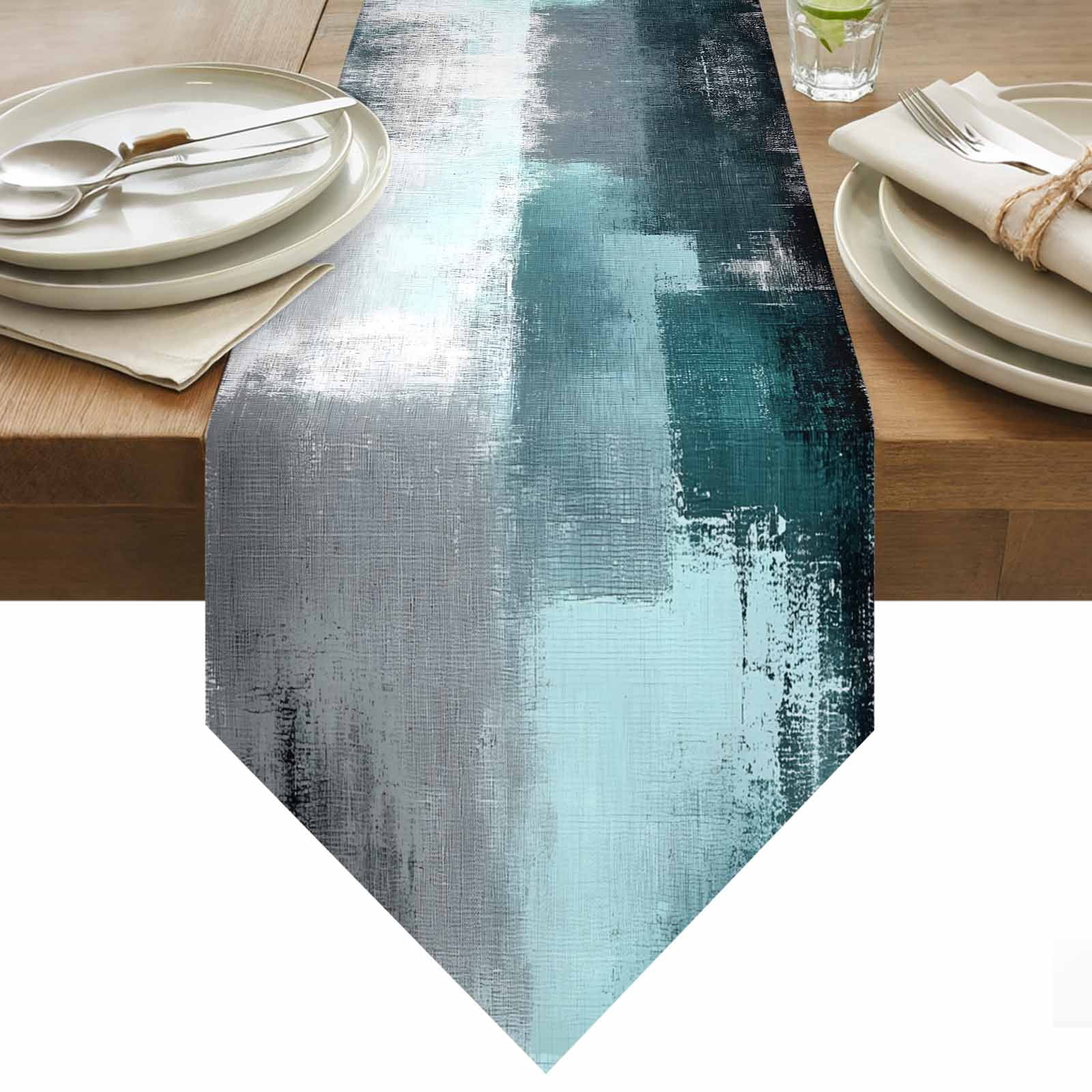 Bronze Color Block Table Runner 72 Inches Long Abstract Shabby Modern ...
