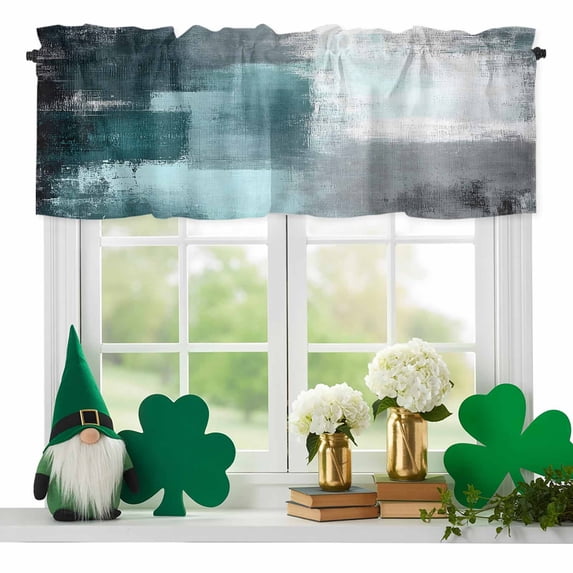Bronze Color Block Valances for Windows, Abstract Shabby Rod Pocket ...