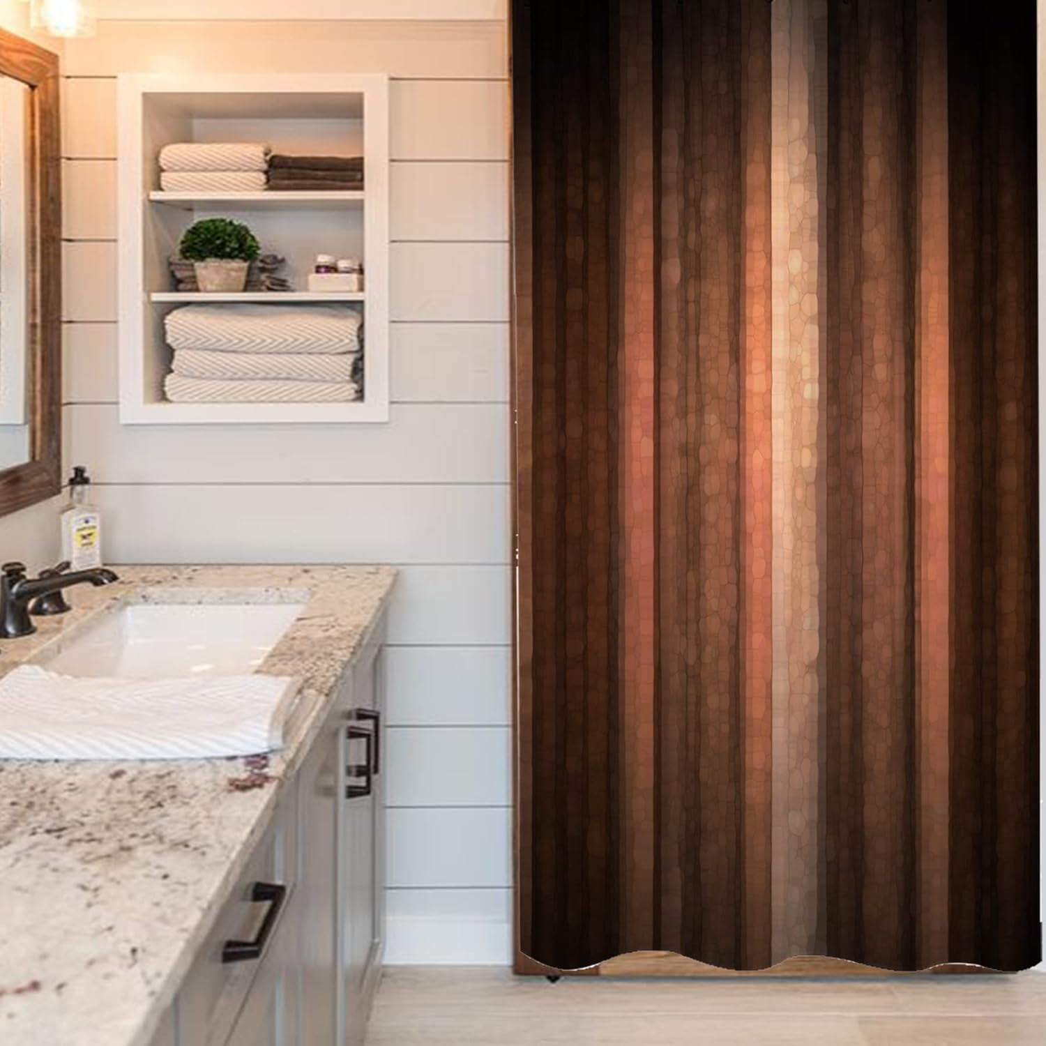 Bronze Earth Tone Stall Bathroom Shower Curtain 36W by 71H Inch Small ...