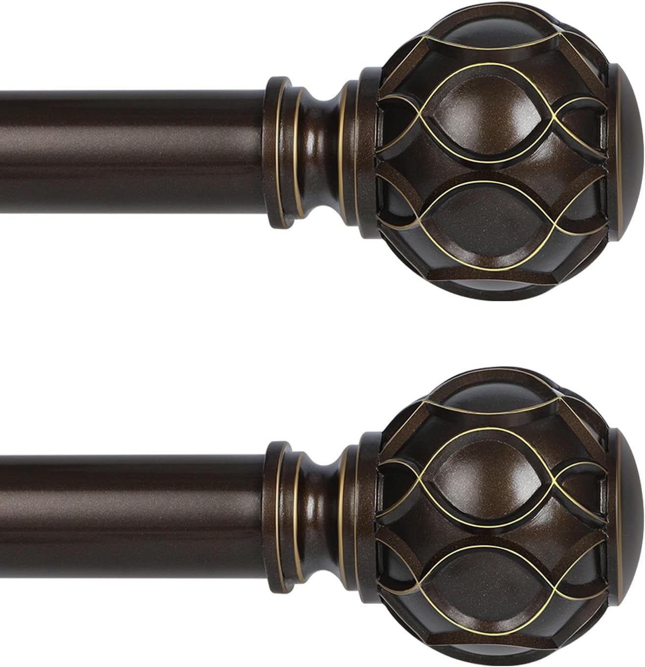 Bronze Farmhouse Curtain Rods for Windows:Heavy Duty Adjustable Curtain ...