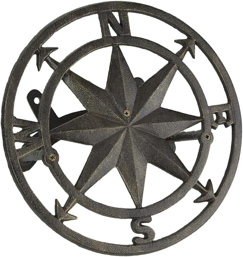 Bronze Finish Cast Iron Nautical Compass Rose Decorative Wall Mounted ...