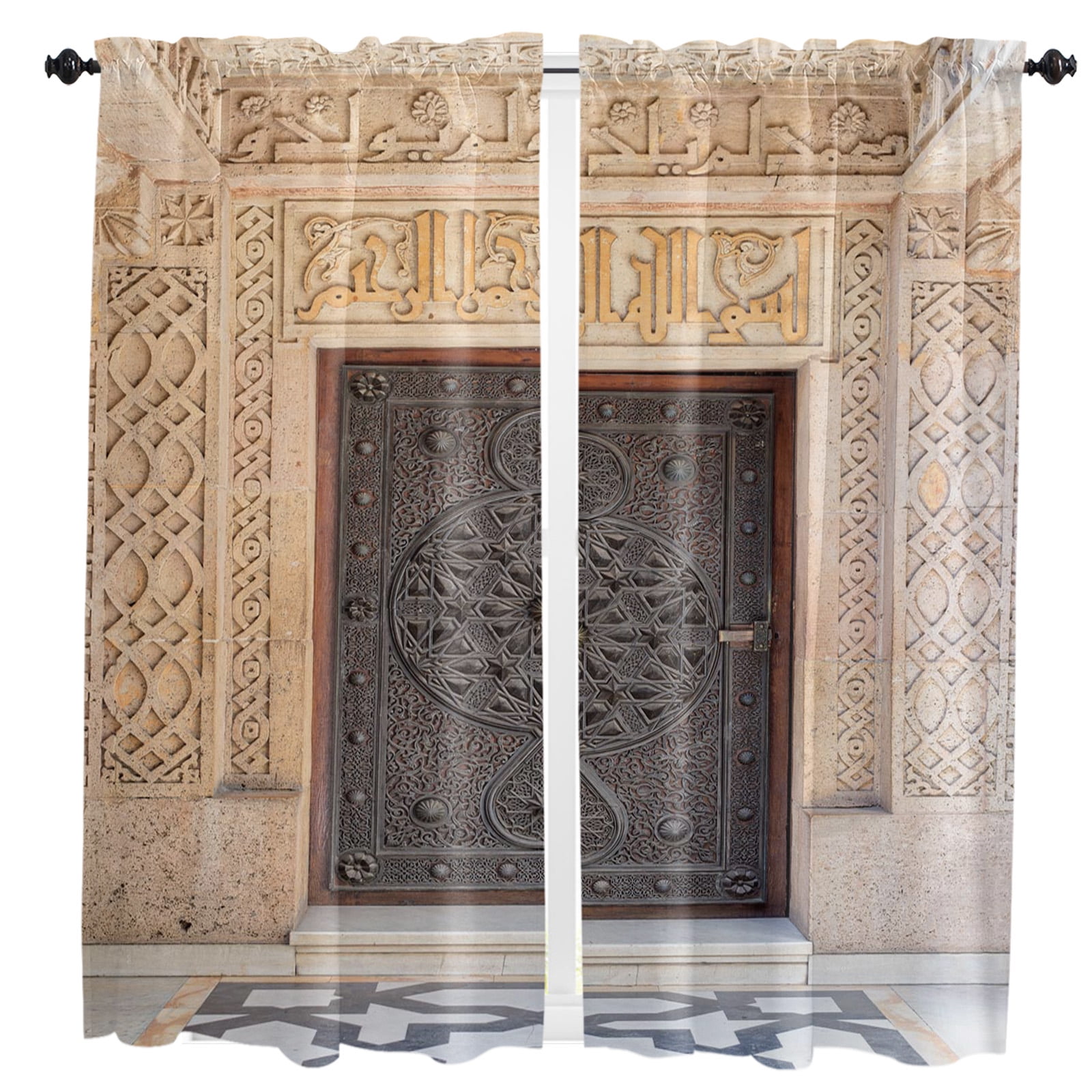 Bronze Flower Door Curtain For Living Room Kids Bedroom Kitchen Window ...