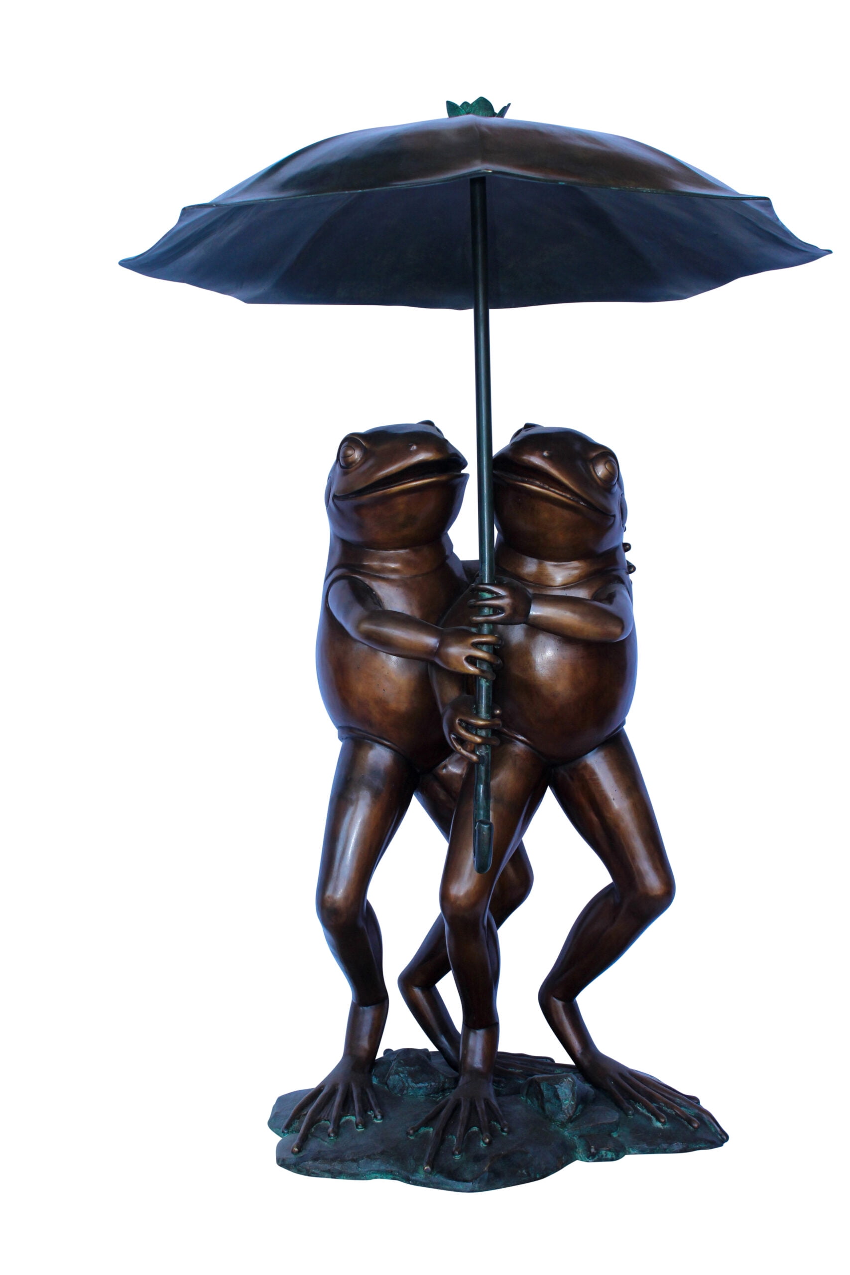 Bronze Fountain, Two Frogs with Umbrella, Playful Garden Decor 33" x 33 ...
