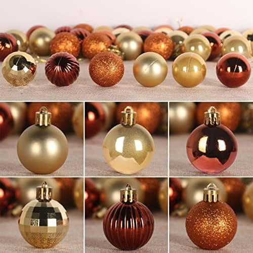 Bronze & Gold 2.5" Christmas Balls Christmas Tree Decoration Ornaments ...