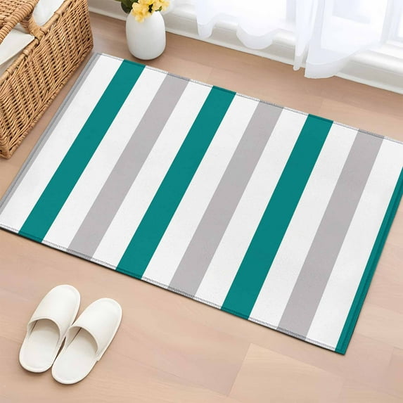 Bronze Grey Stripe 2x3 Door Mat Rug, Modern Farmhouse Vertical Striped ...