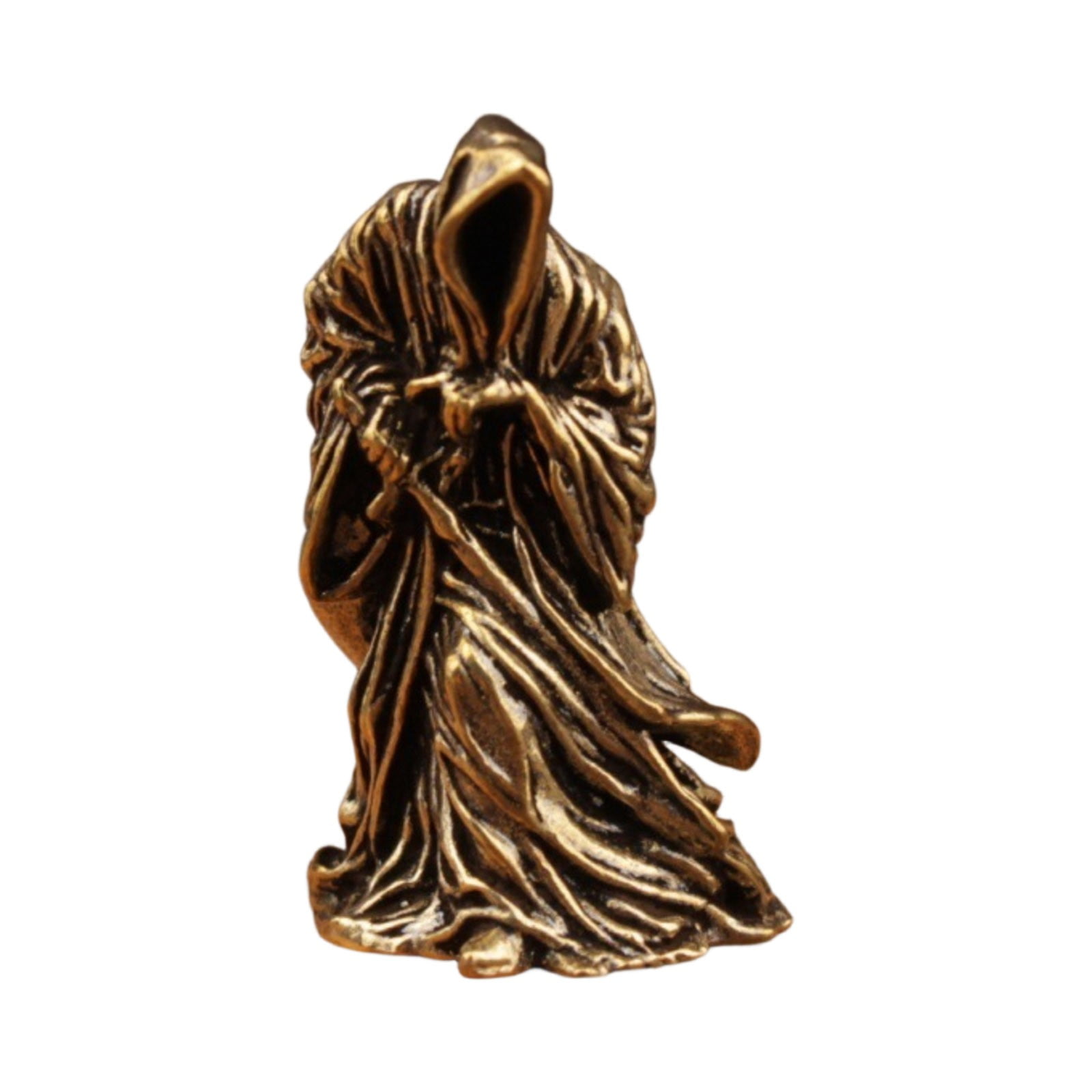 Bronze Grim Reaper Figurine – Mysterious Hooded Cloak Statue for Home ...