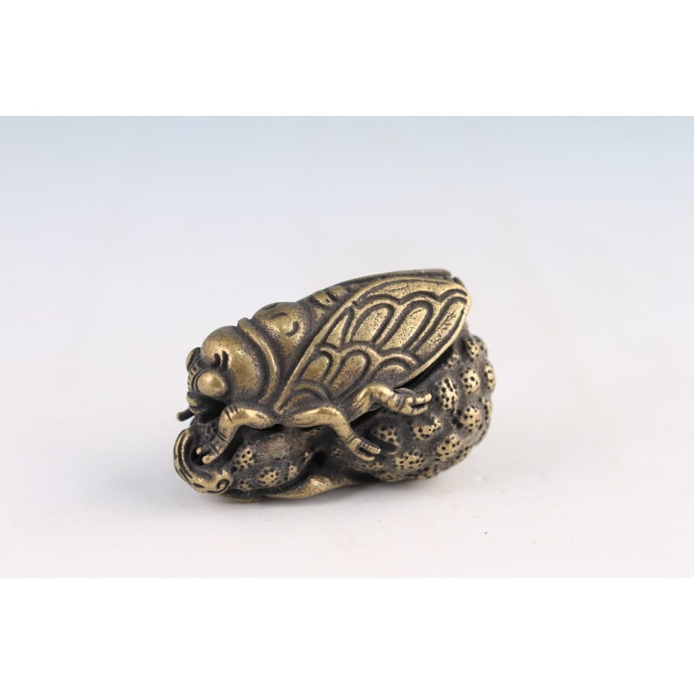 Bronze Hand Carved Cicada Figure Statue Netsuke Collectable Art Rare ...