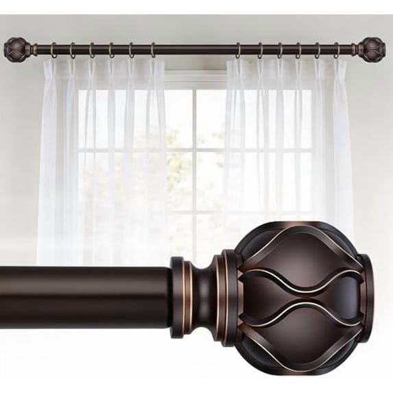 Bronze Heavy Duty Curtain Rods for Windows 66 to 120 inch, 1 Inch ...