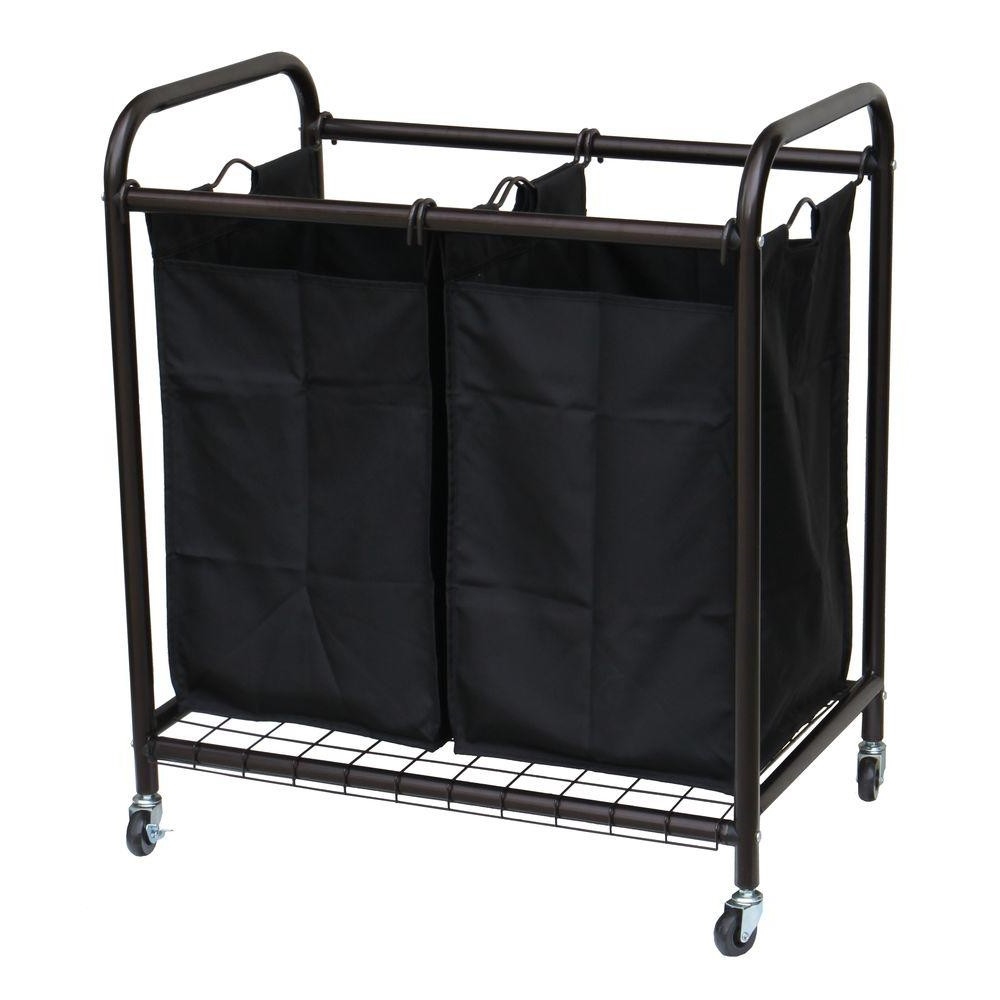 Bronze Laundry Hamper Cart with 2 Black Sorter Bags - Walmart.com