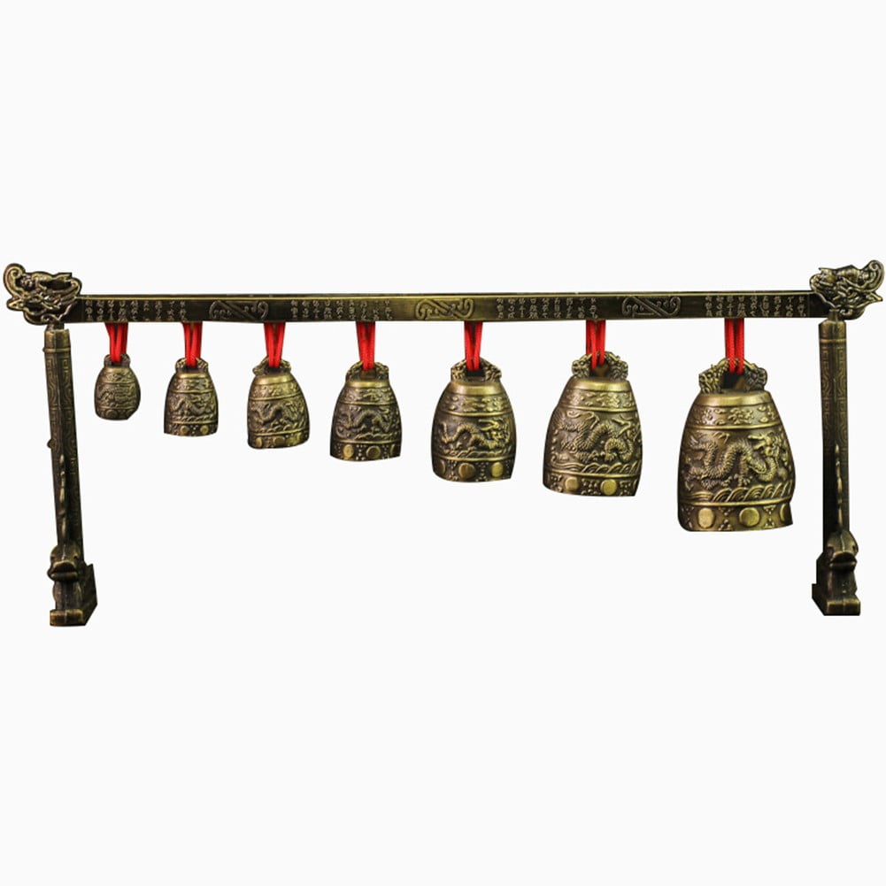 Bronze Meditation Instrument Set Featuring 7 Decorated Bells for Sound ...